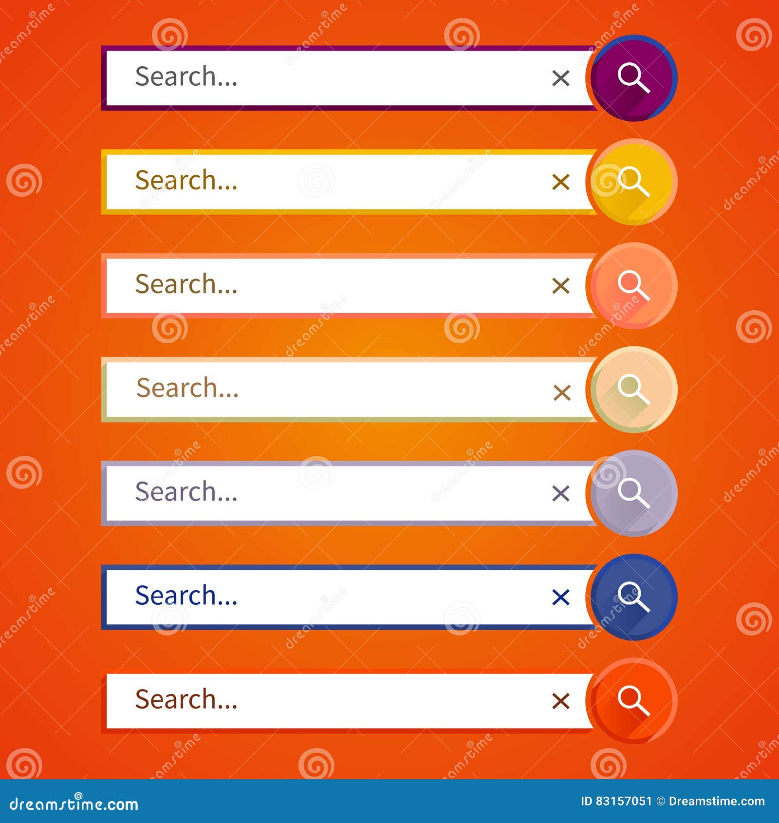 Colorful Web Set of Search Bar for Website, Mobile App. Stock ...