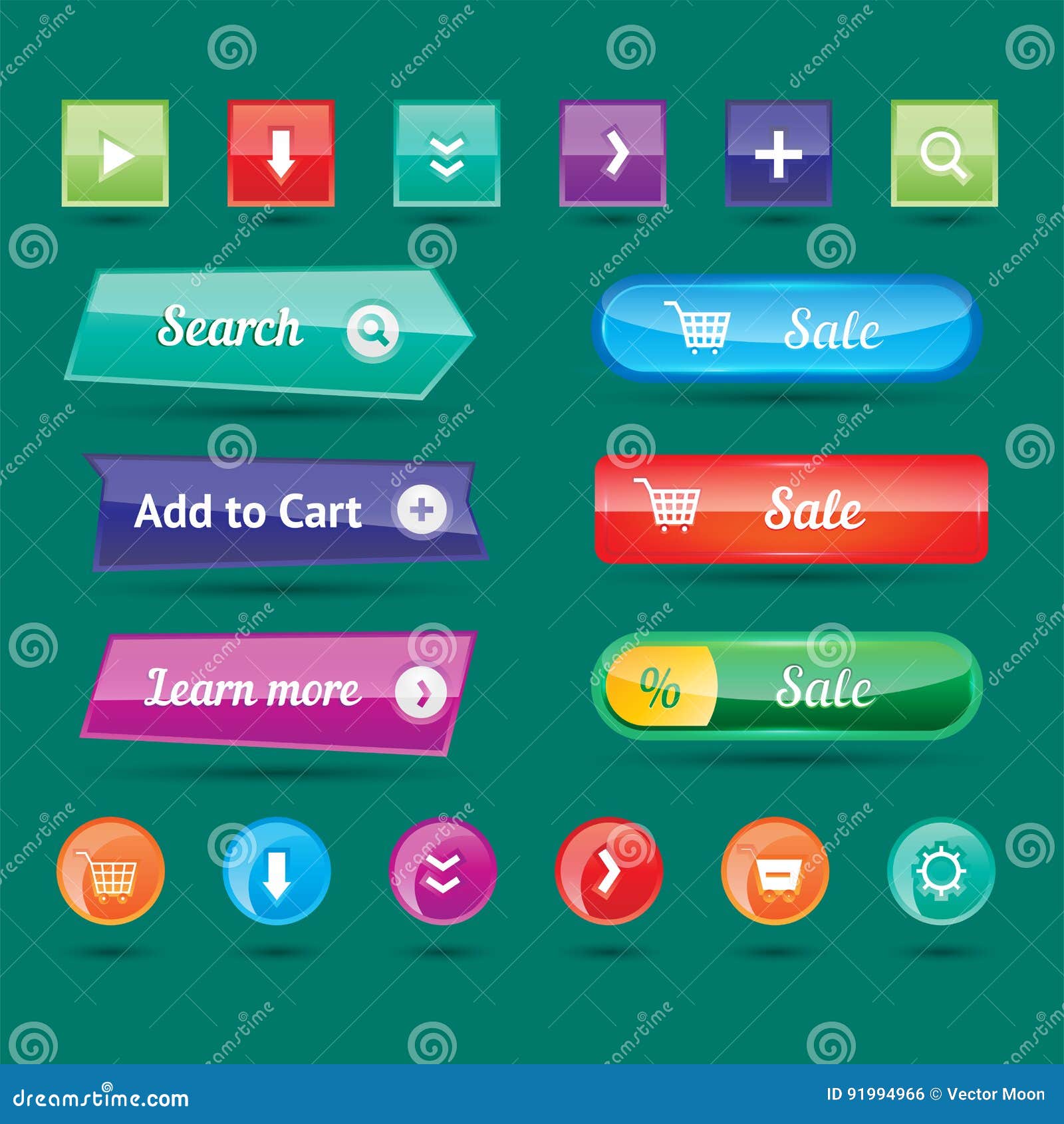 Colorful Website Buttons Design Vector Illustration Glossy Graphic ...