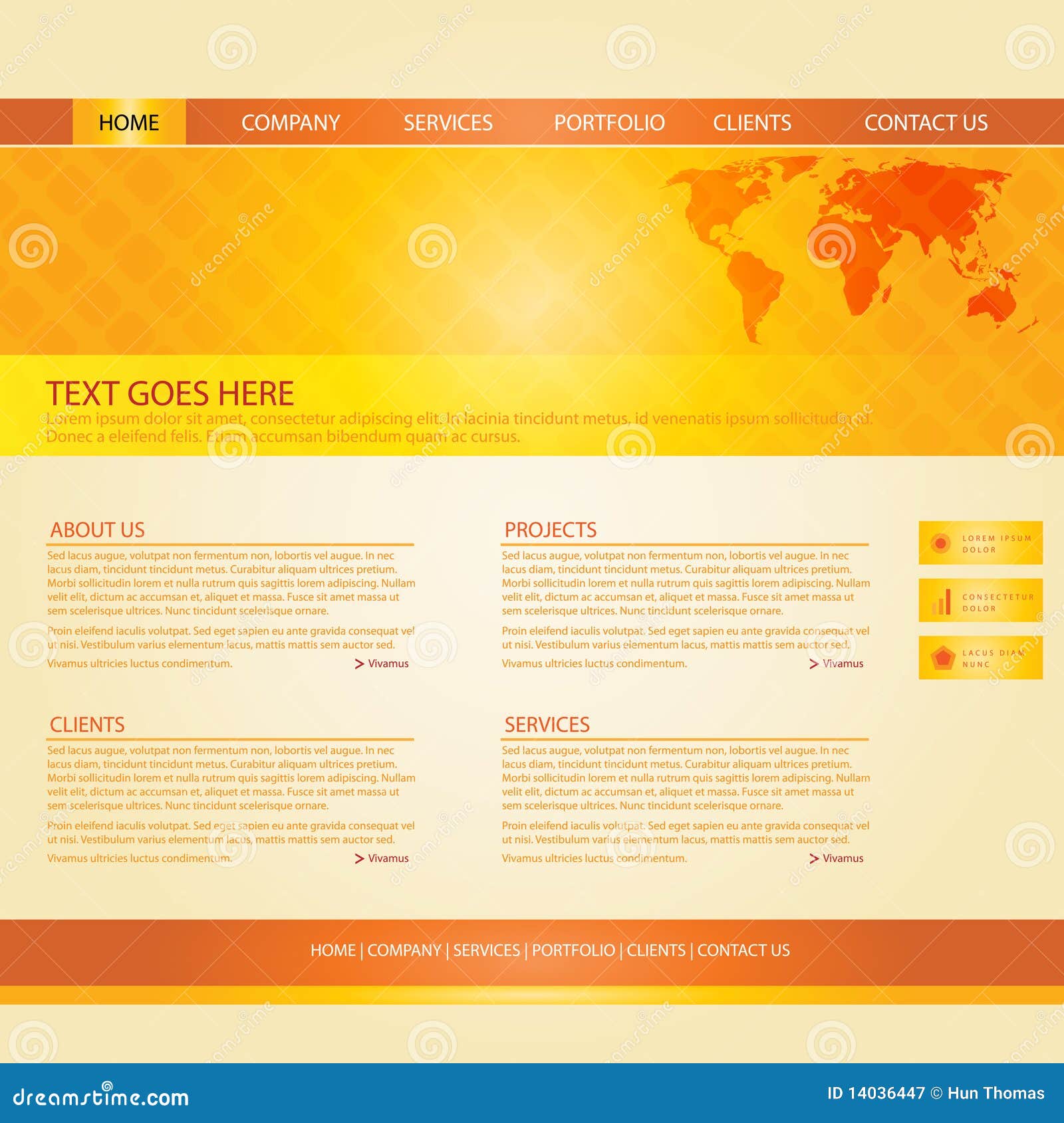 Colorful Website Template stock vector. Illustration of design - 14036447