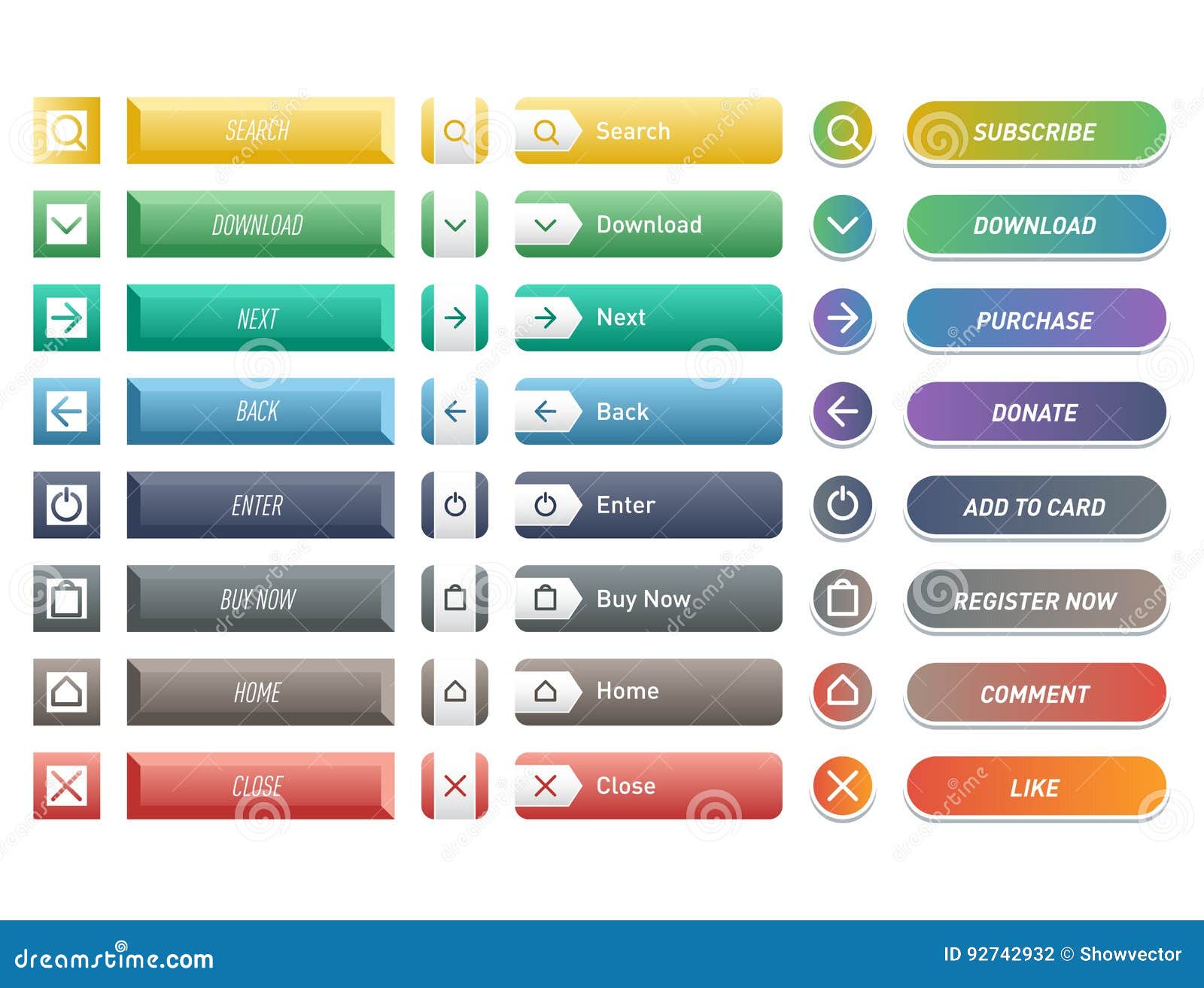 Colorful Website Web Buttons Design Vector Illustration Glossy Graphic ...