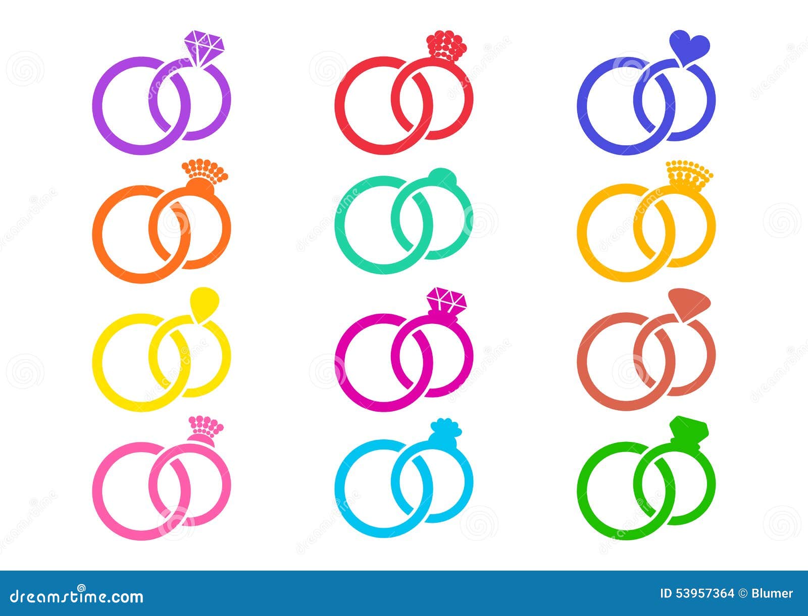 Colorful Wedding Rings Icons Stock Vector - Illustration of design ...