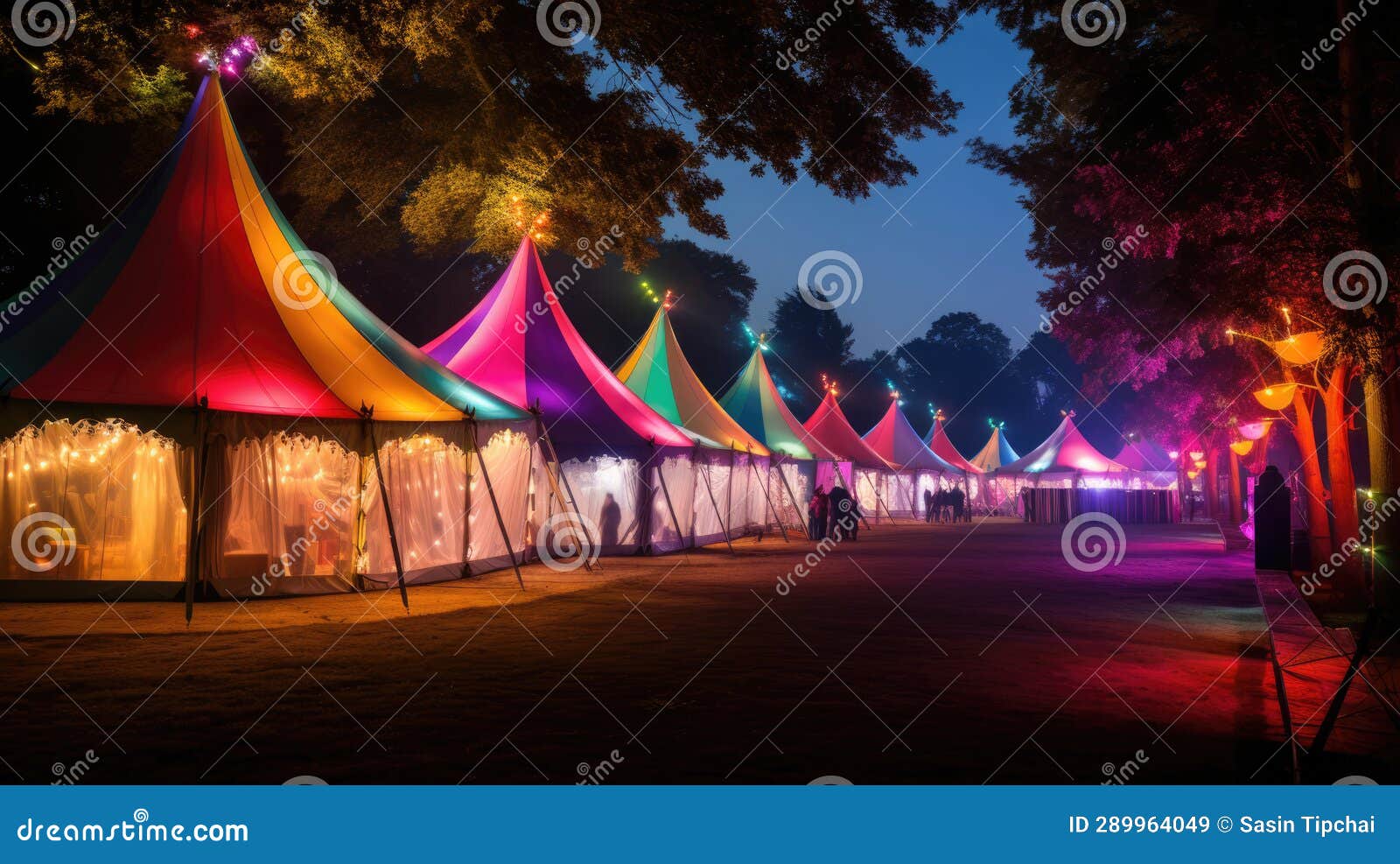 Colorful Wedding Tents at Night. Wedding Day Stock Illustration ...