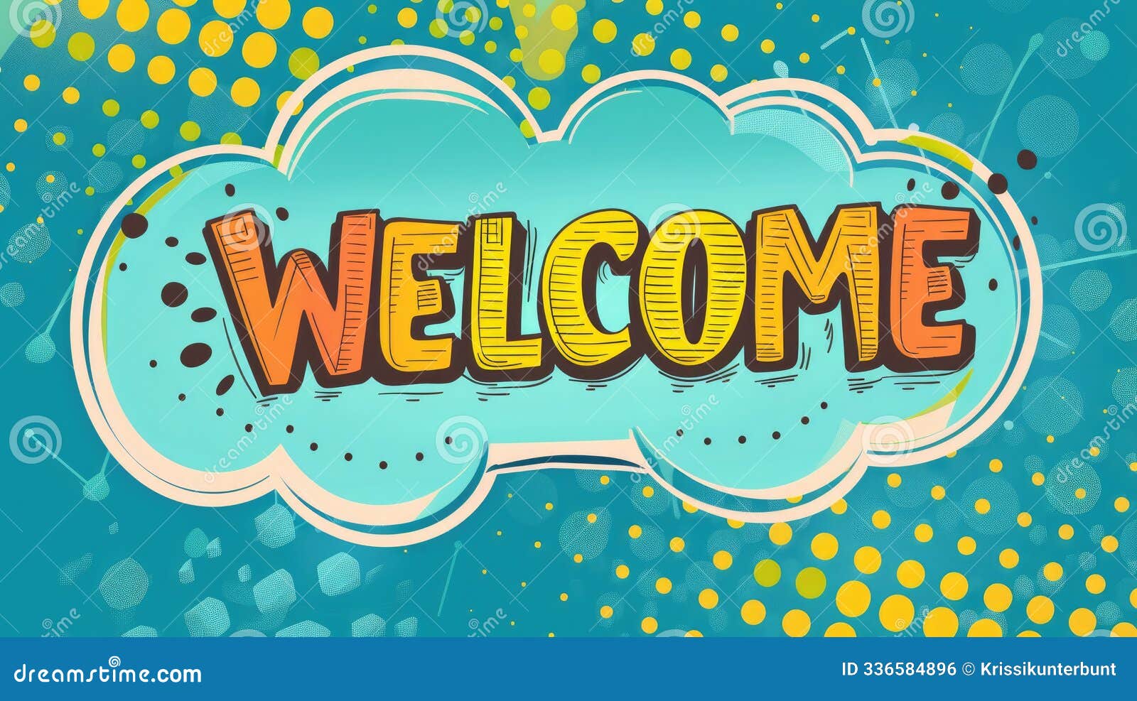 Colorful Welcome Sign in Retro Style AI Generated Stock Photo - Image ...