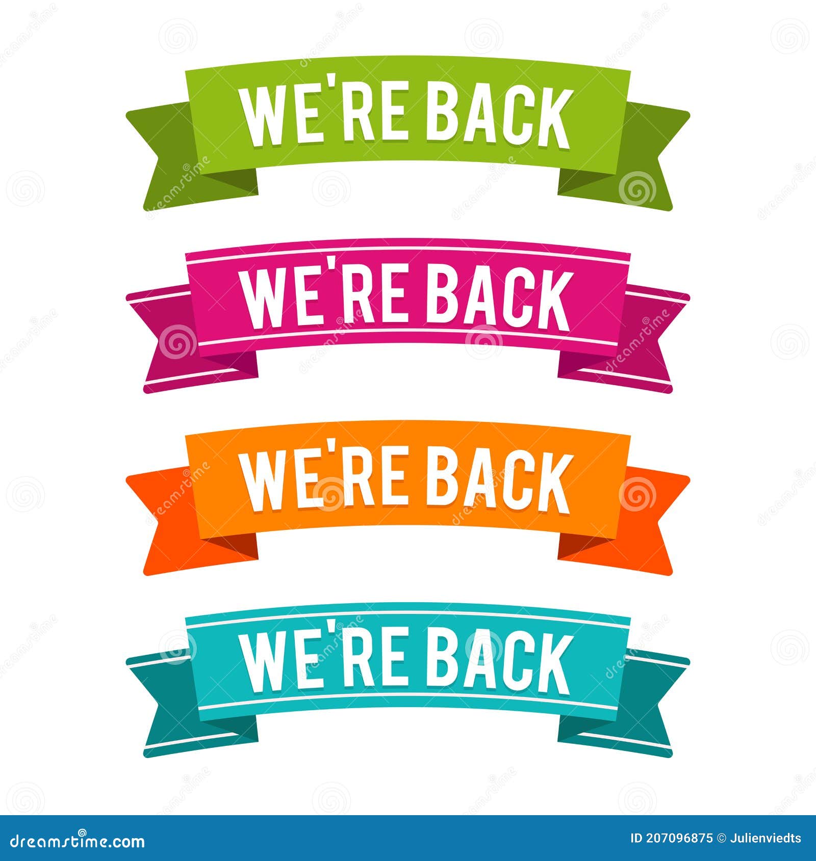 Colorful Were Back Ribbons on White Background Stock Illustration ...