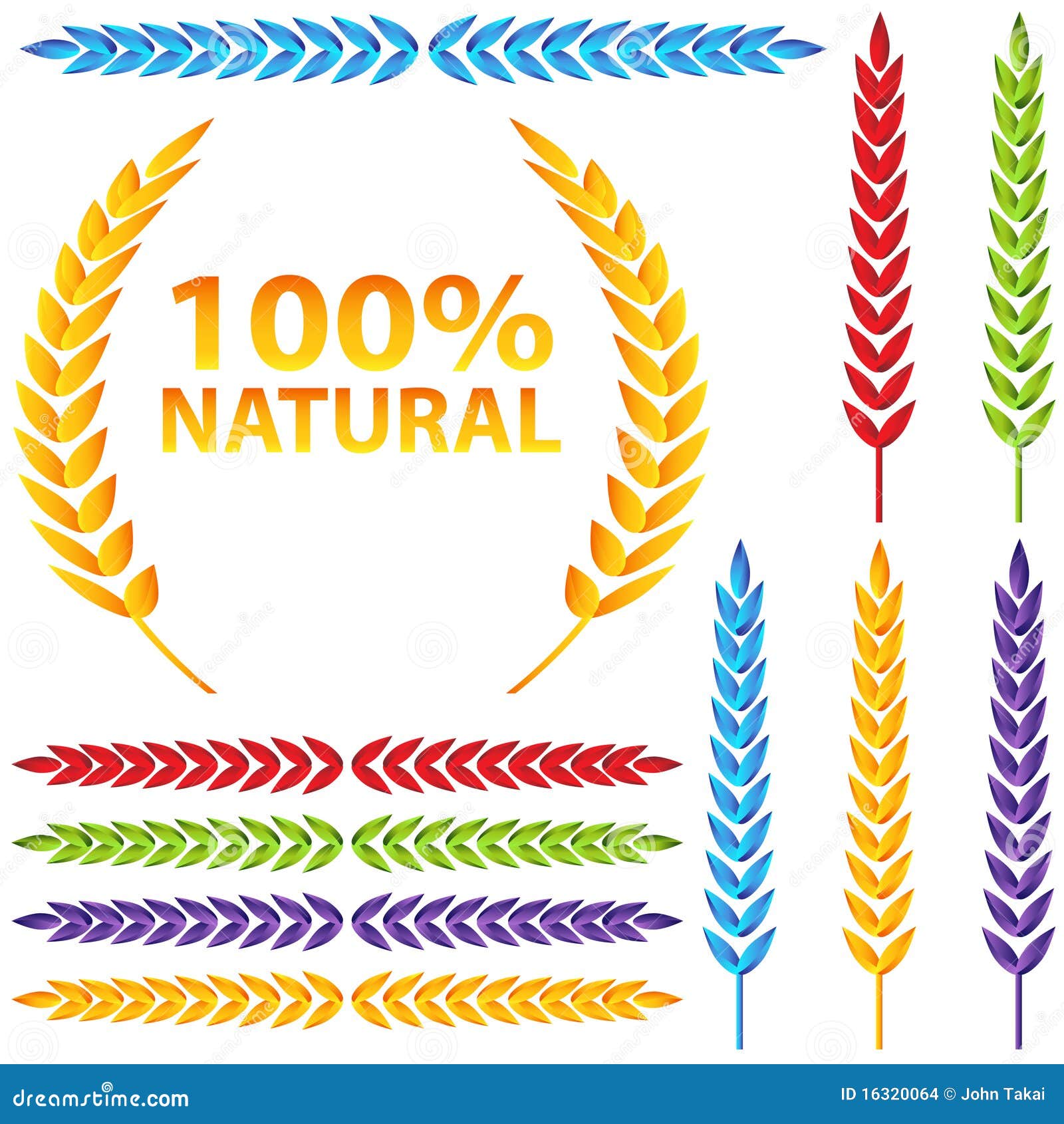 Colorful Wheat Icon Set stock vector. Illustration of vibrant - 16320064