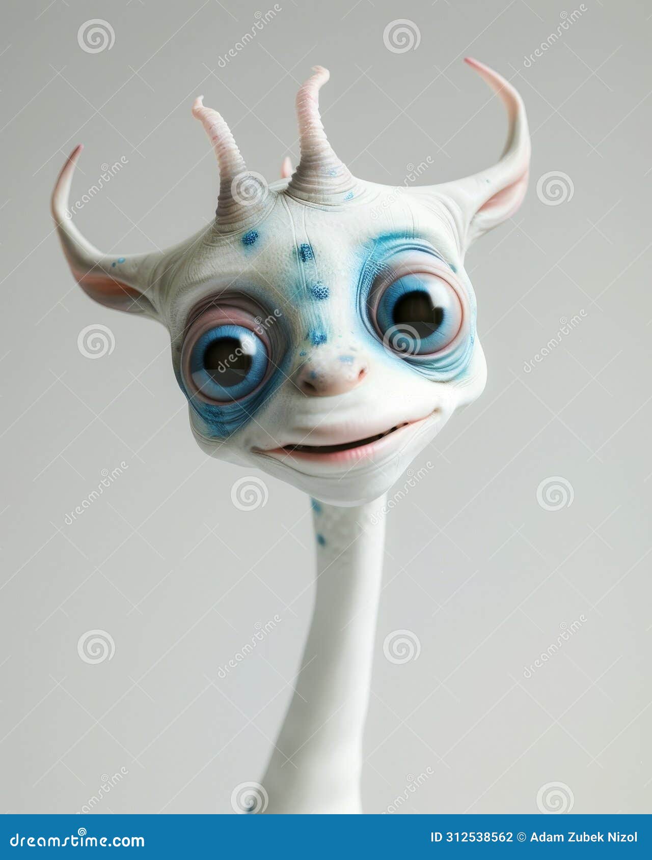 Colorful Whimsical Creature with Big Eyes and Horns Stock Illustration ...