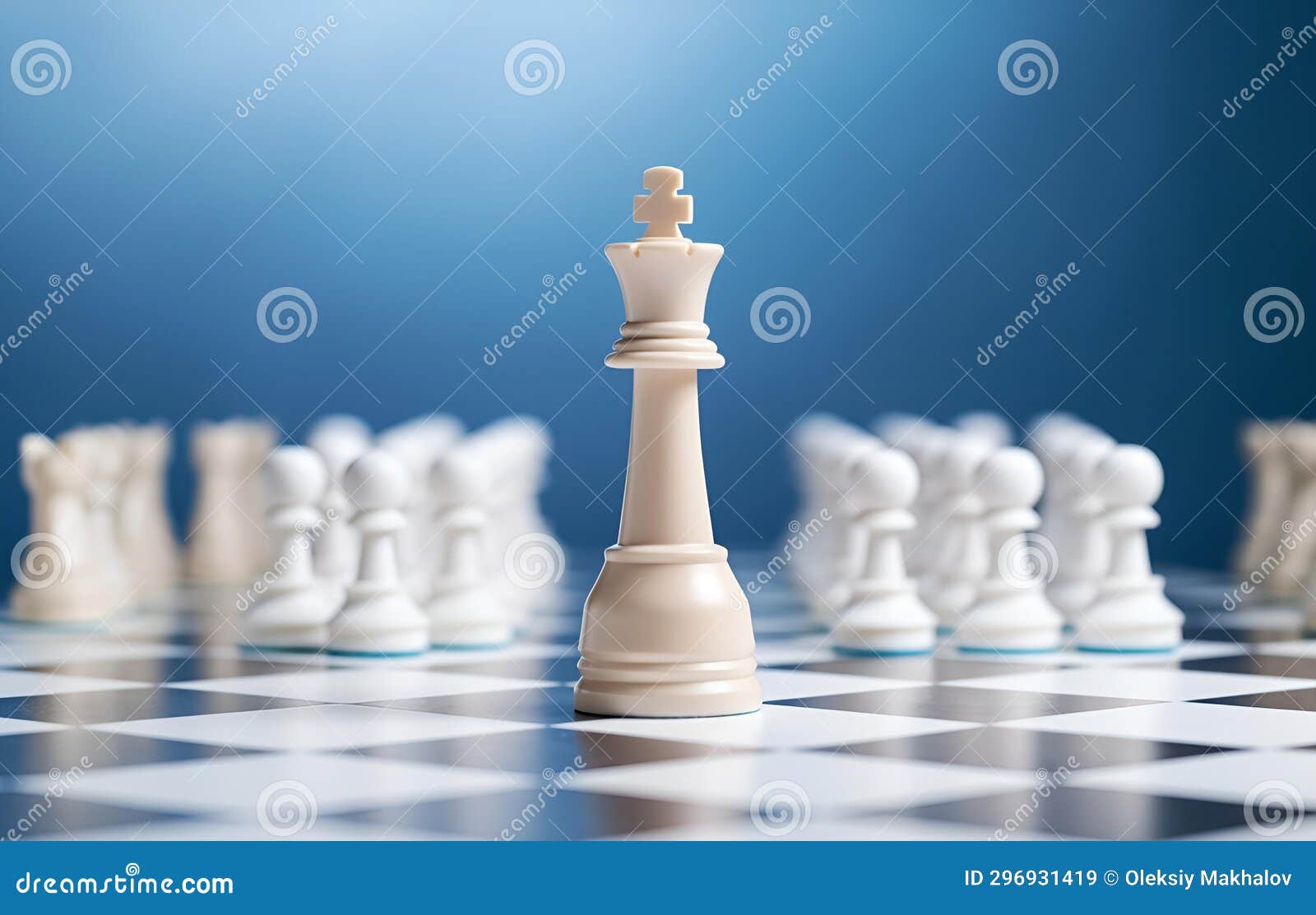 Colorful White and Blue Chess on Chessboard on White Wooden Table ...