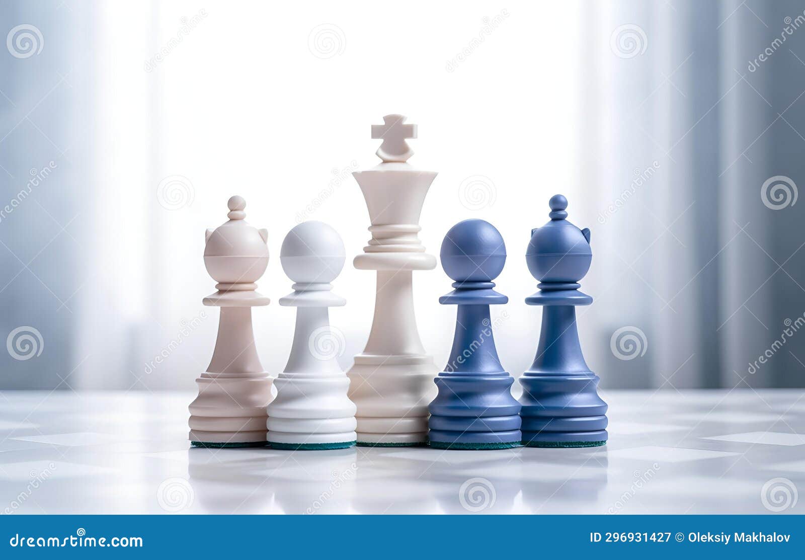 Colorful White and Blue Chess on Chessboard on White Wooden Table ...