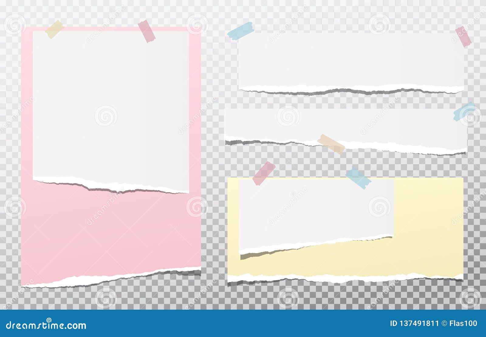 Colorful and White Ripped Lined Notebook Paper, Torn Note Paper Strips ...