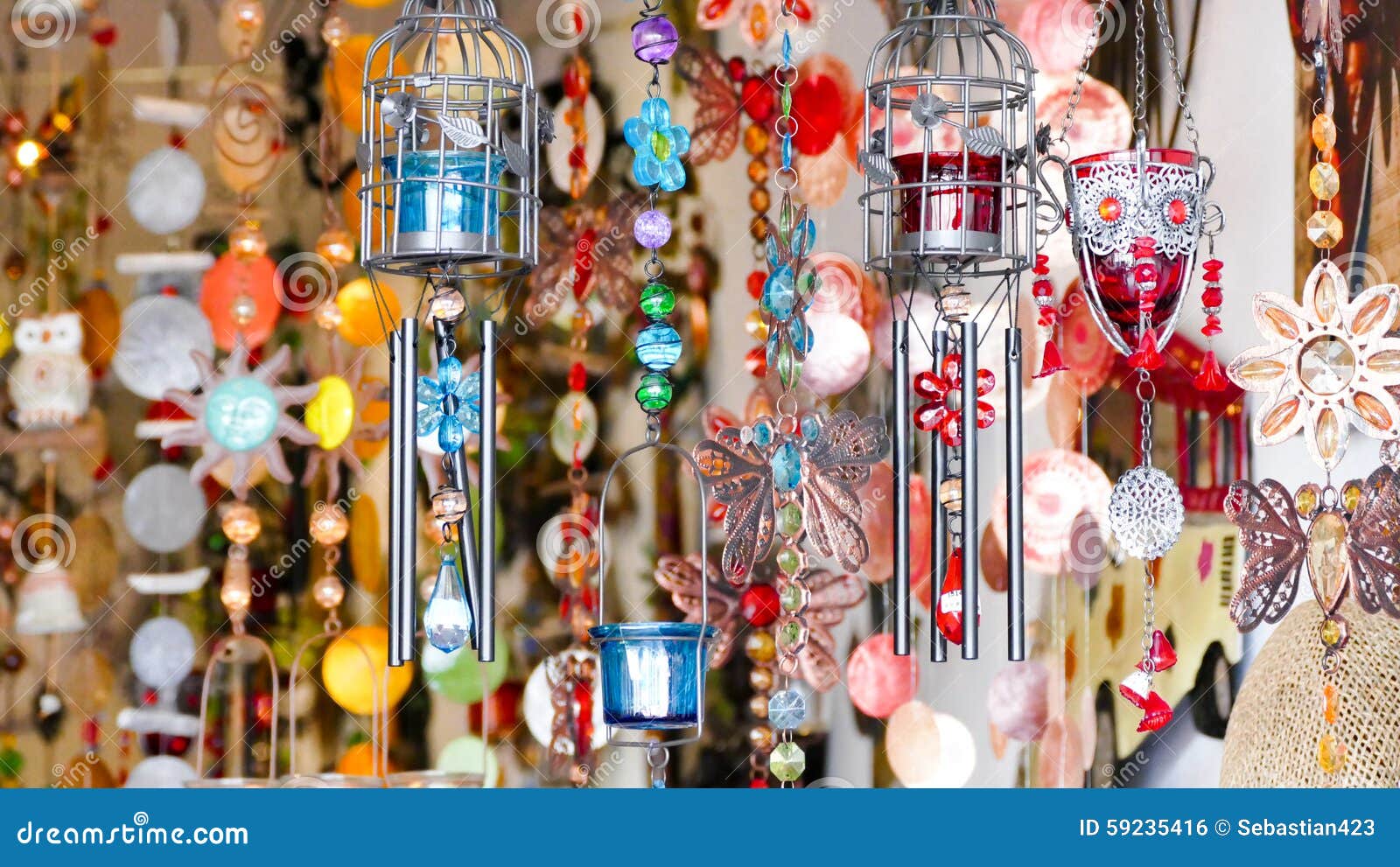 Colorful Wind chimes stock photo. Image of harmony, gold - 59235416