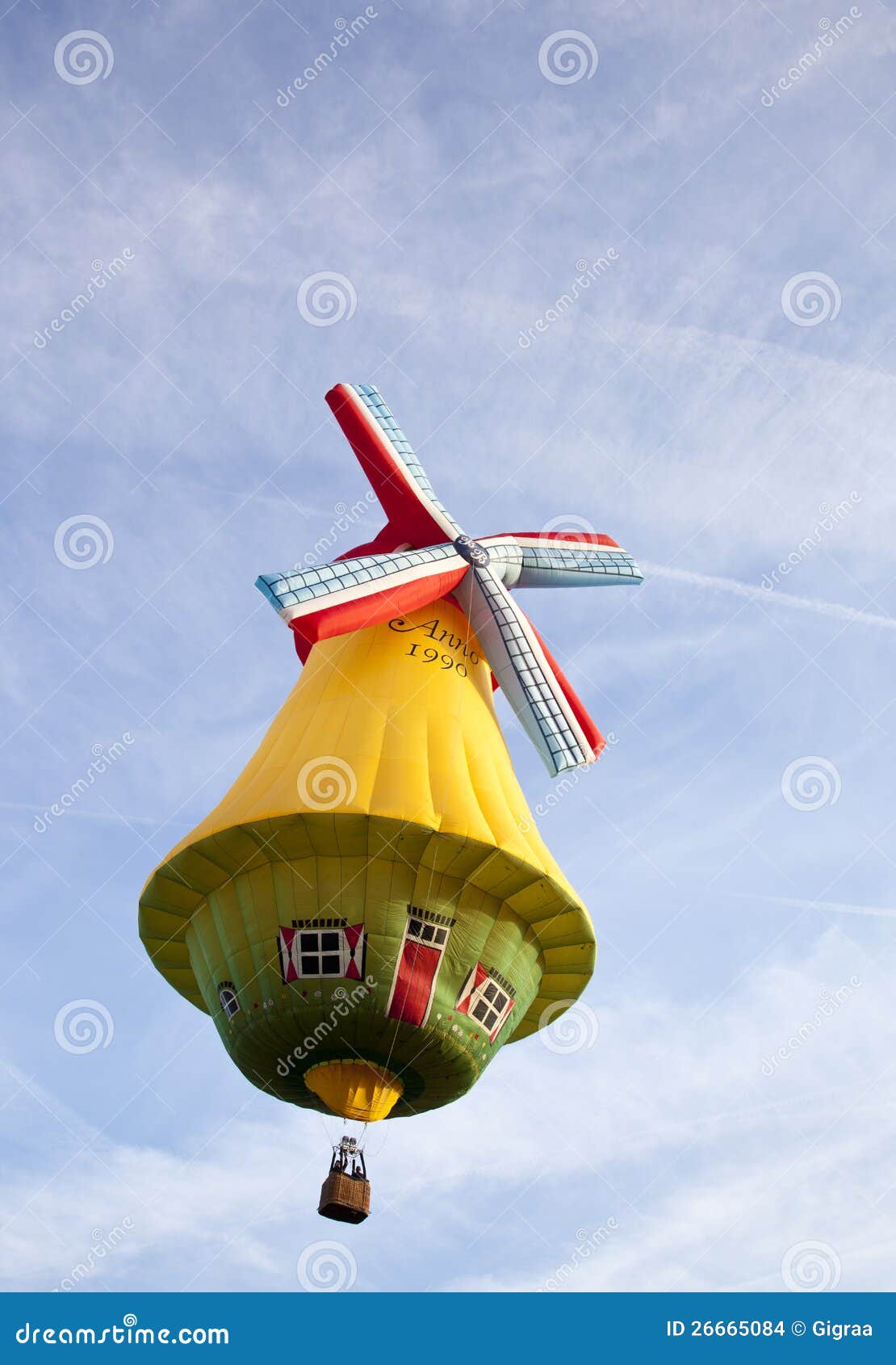 Colorful Wind Mill Balloon Taking Off Editorial Stock Image - Image of ...