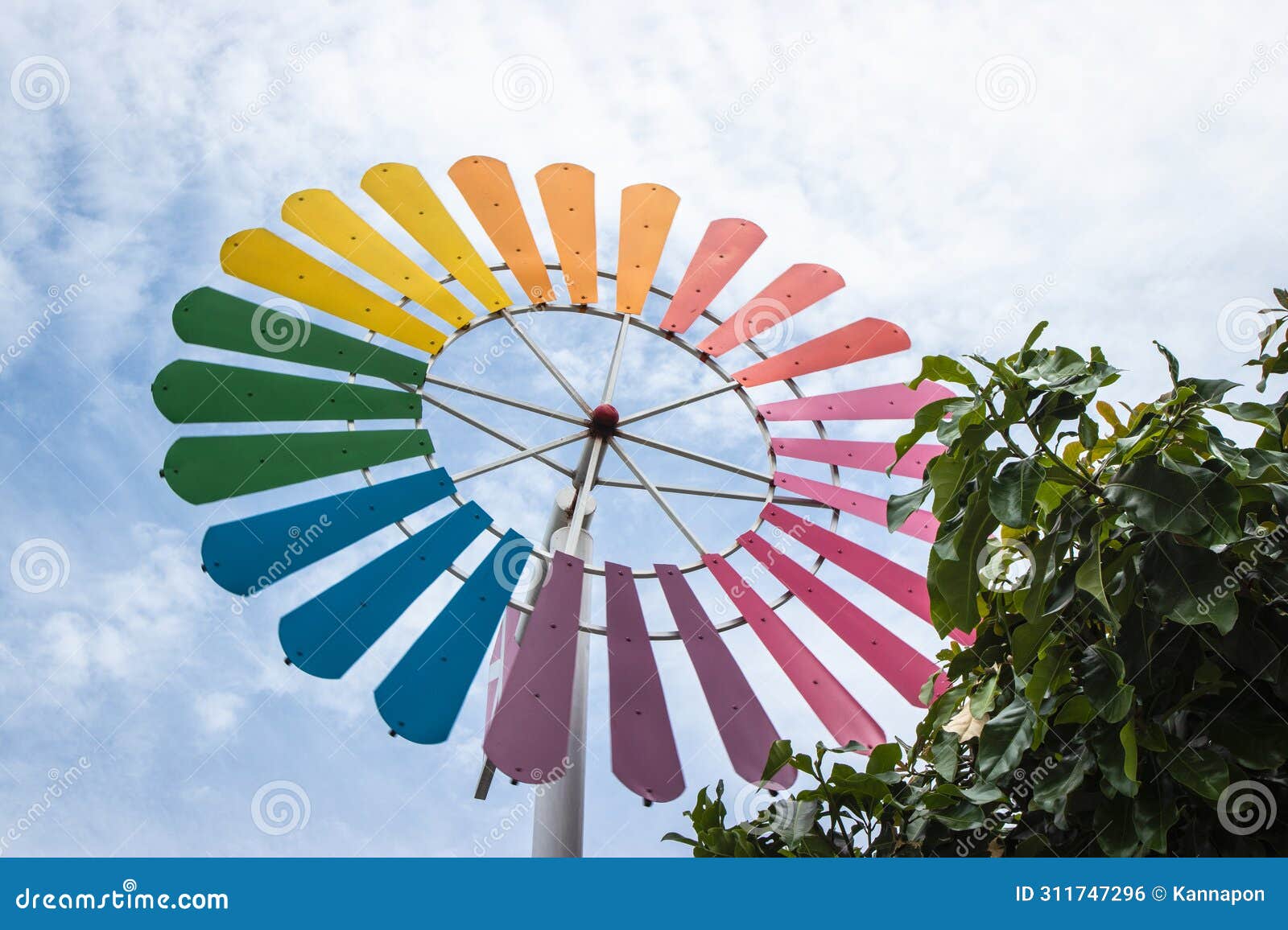 Colorful Wind Turbine (windmill) on a Blue Sky Stock Photo - Image of ...
