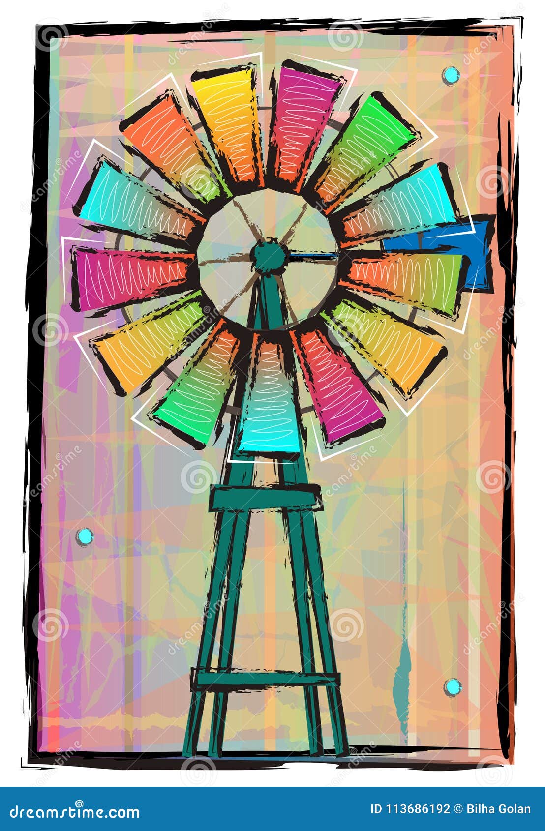 Colorful Windmill stock vector. Illustration of wind - 113686192