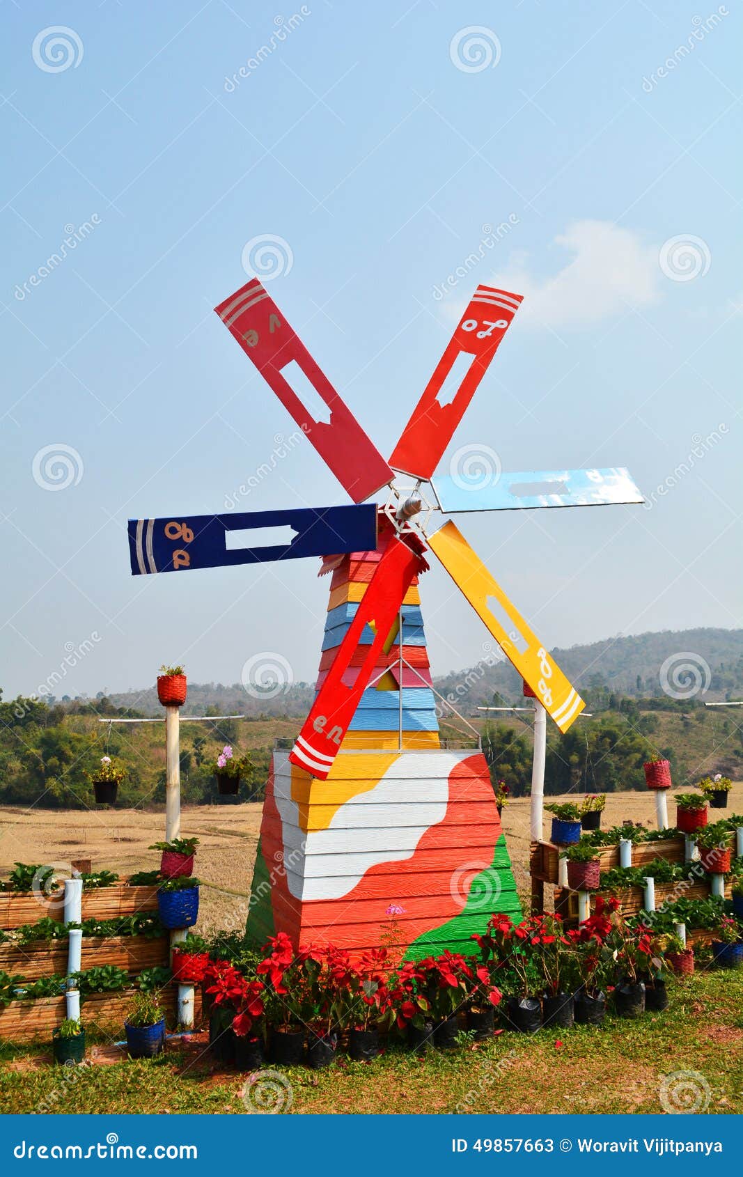 Colorful windmill stock image. Image of greenhouse, perennial - 49857663