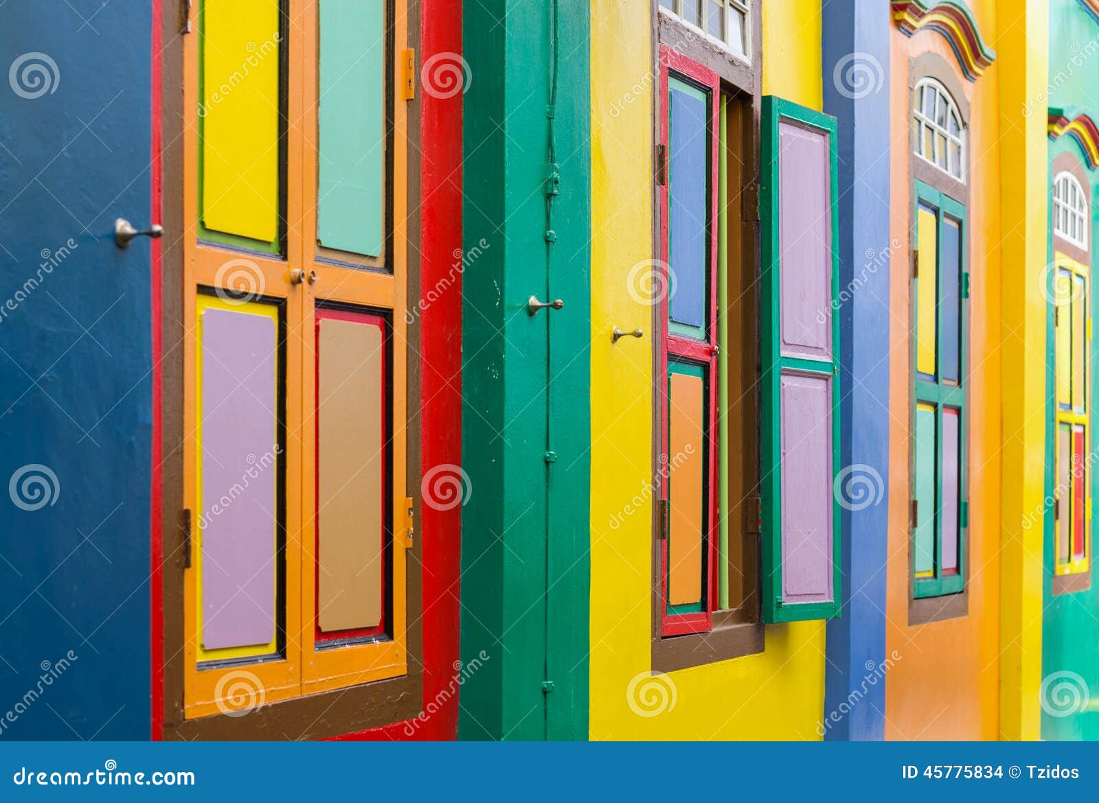 Colorful windows and doors stock photo. Image of colorful - 45775834