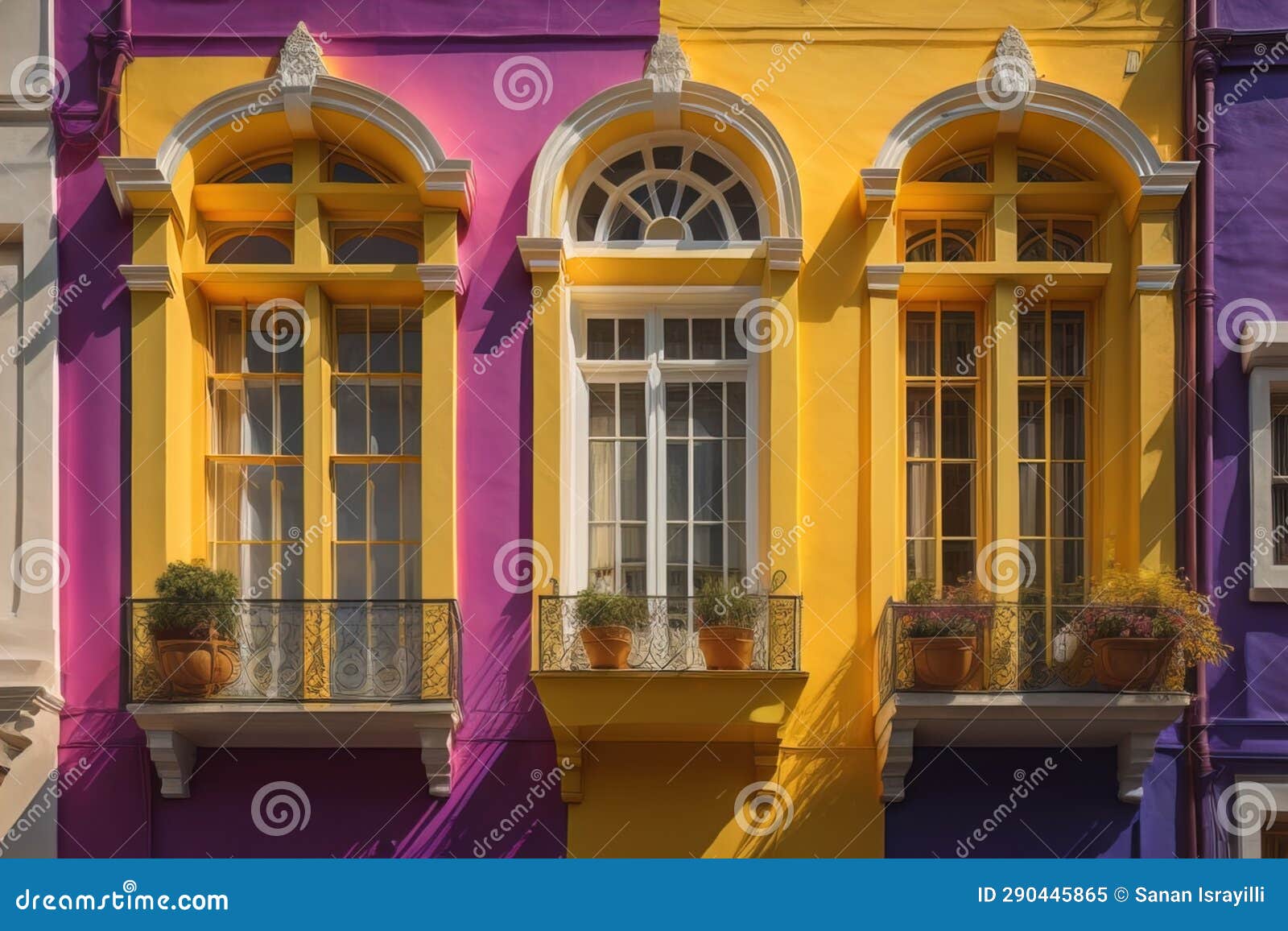 Colorful Windows of a Typical House in the City, Ai Generative Stock ...