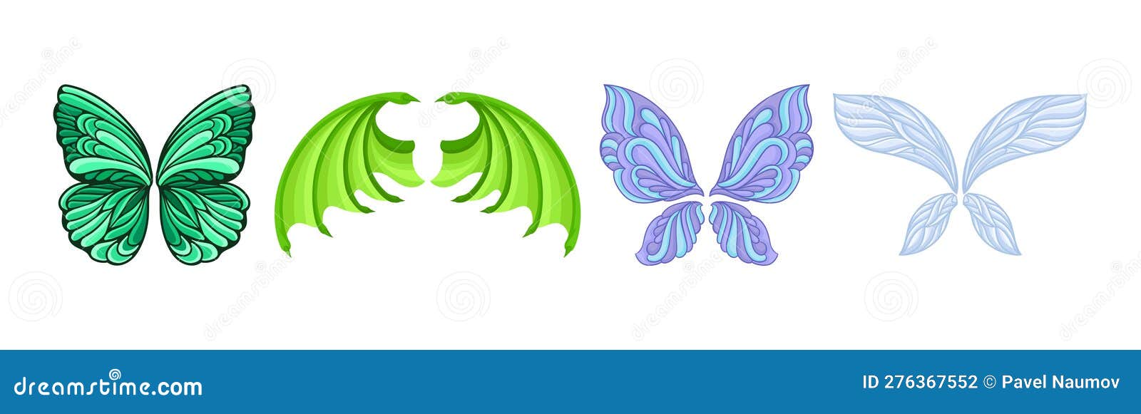 Colorful Wings of Different Flying Creature Vector Set Stock Vector ...
