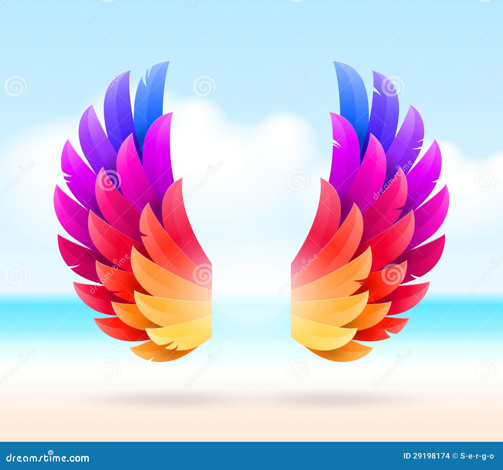 Colorful Wings on a Tropical Sea Shore Stock Vector - Illustration of ...
