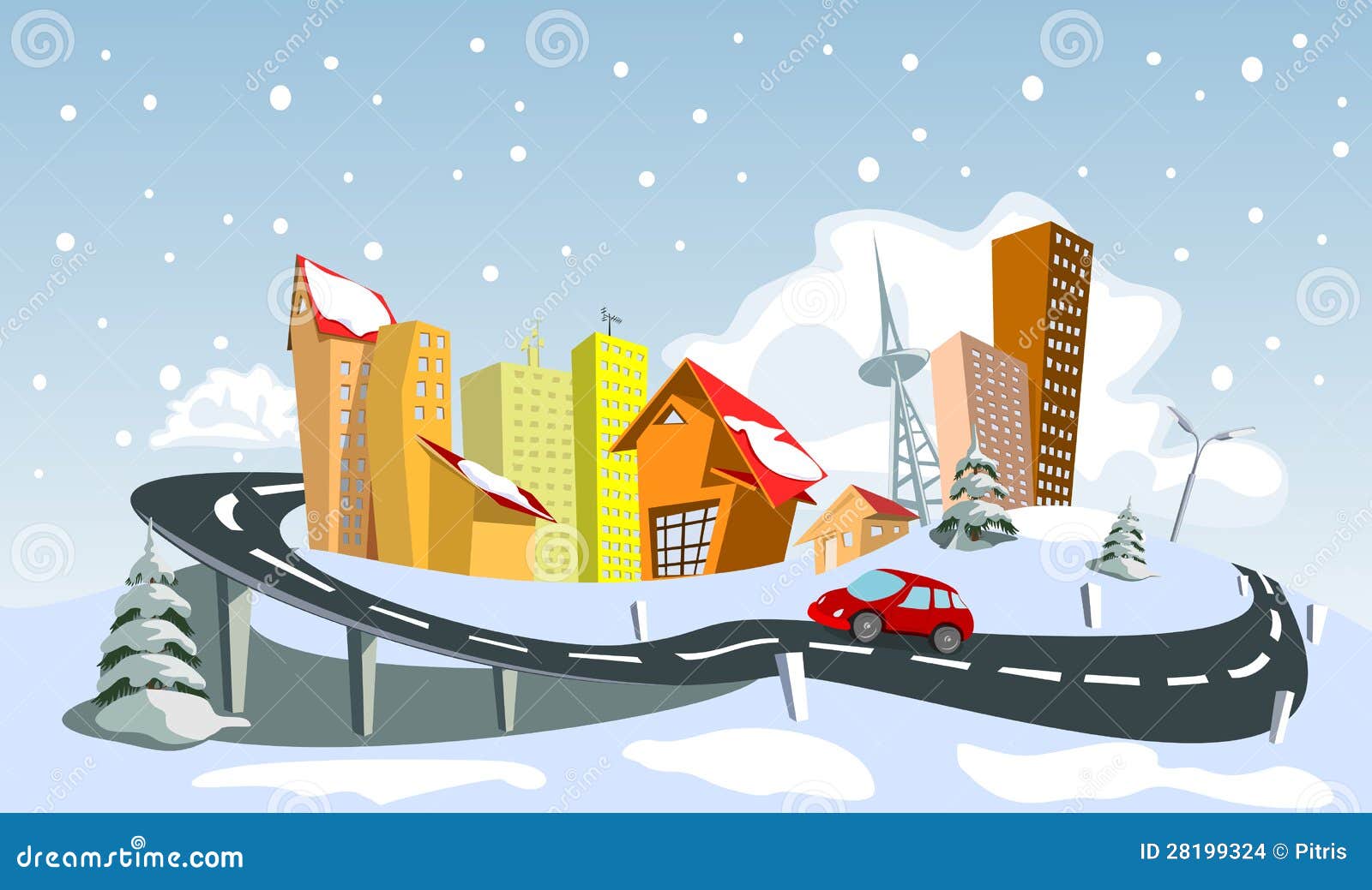 Colorful Winter Abstract City Stock Vector - Illustration of capital ...