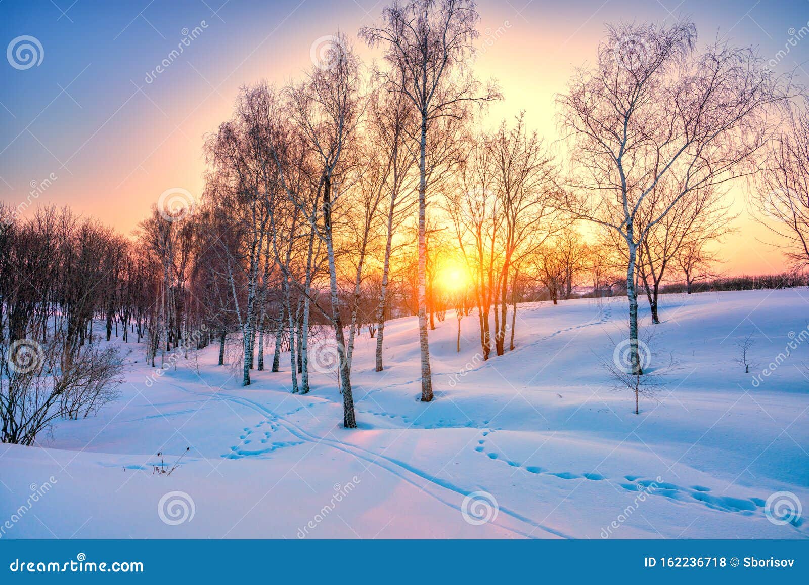 Colorful winter sunset stock photo. Image of russia - 162236718