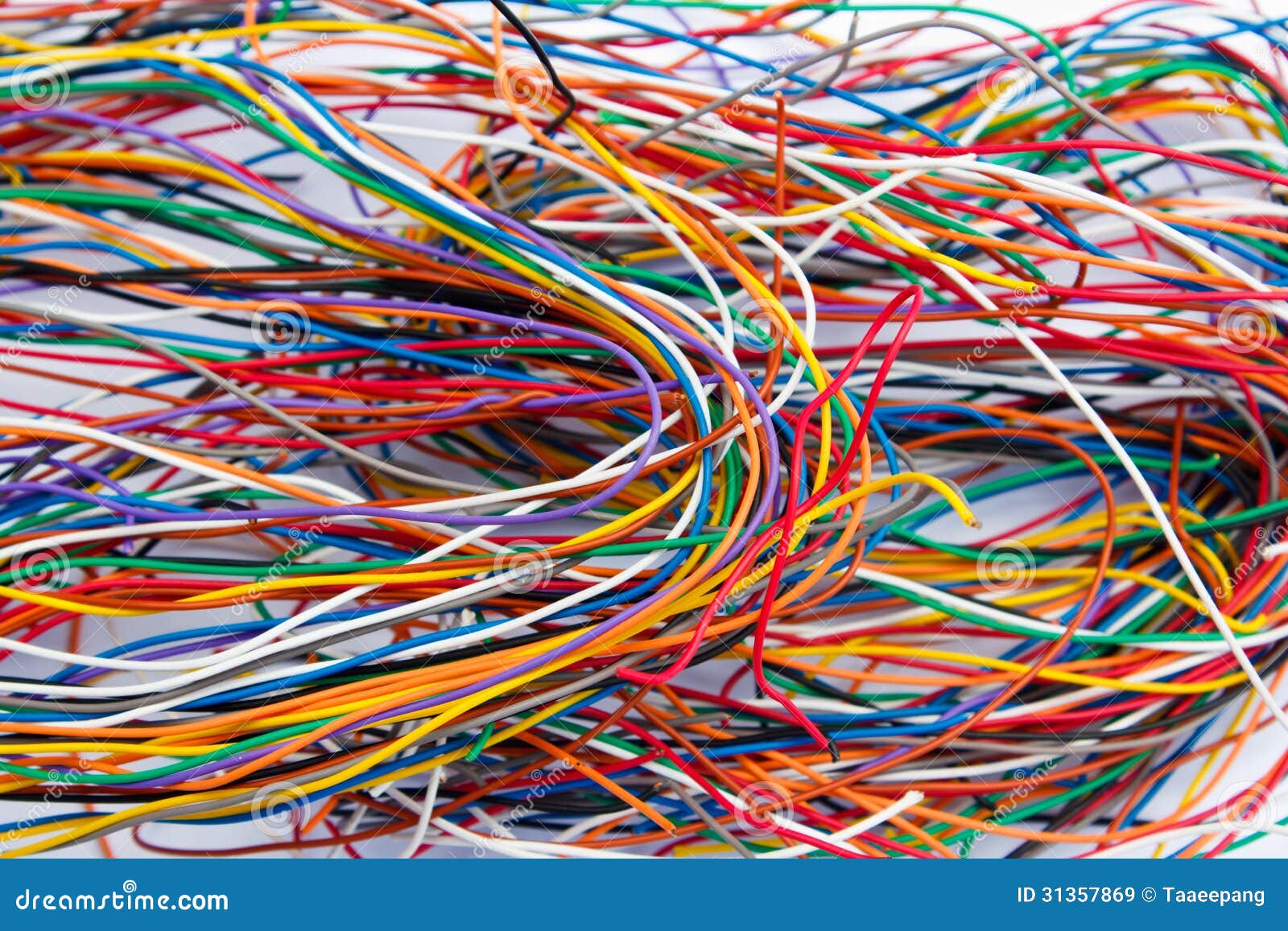 Colorful wire on white stock image. Image of data, cord - 31357869