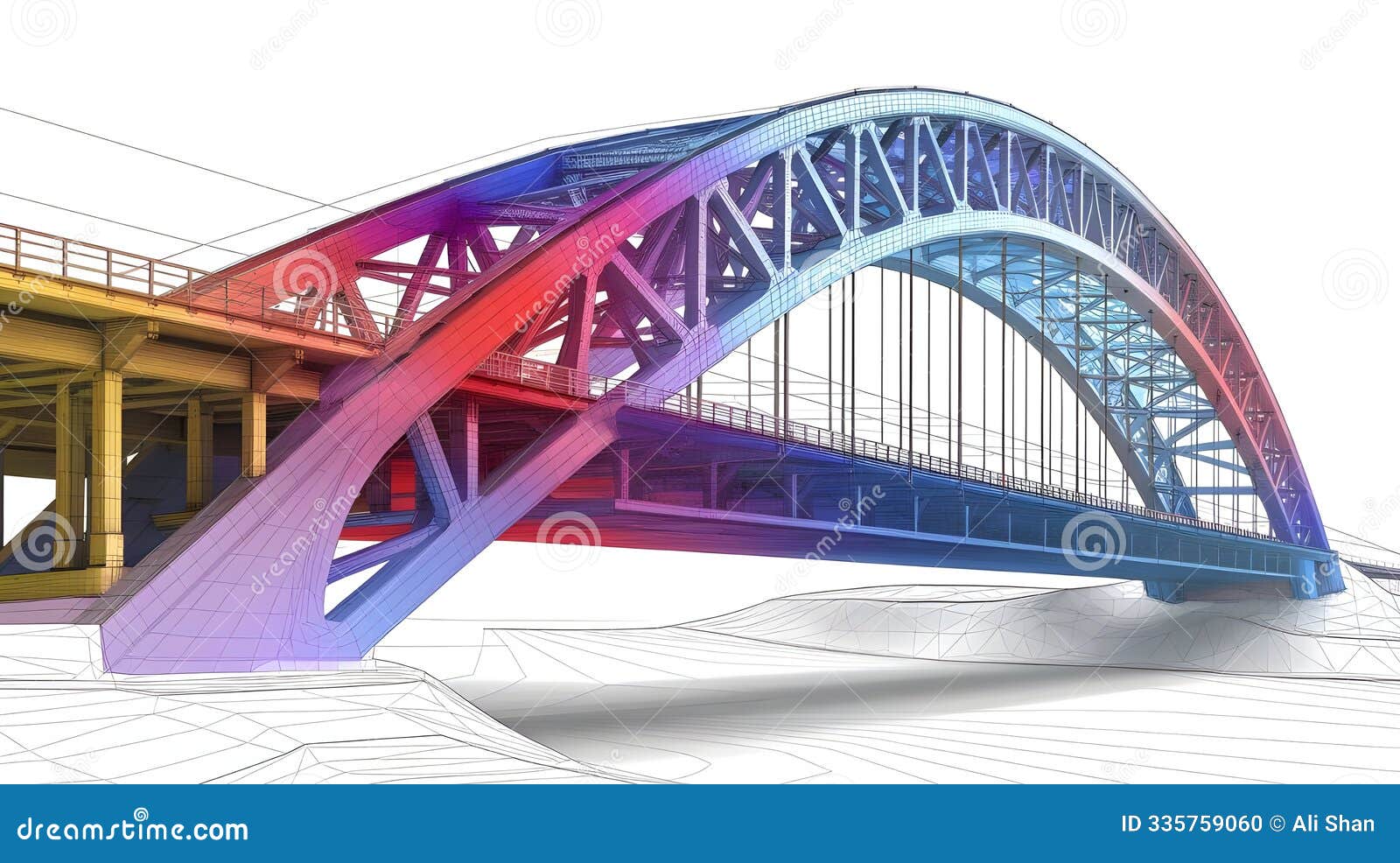 Colorful Wireframe Bridge Design Stock Illustration - Illustration of ...