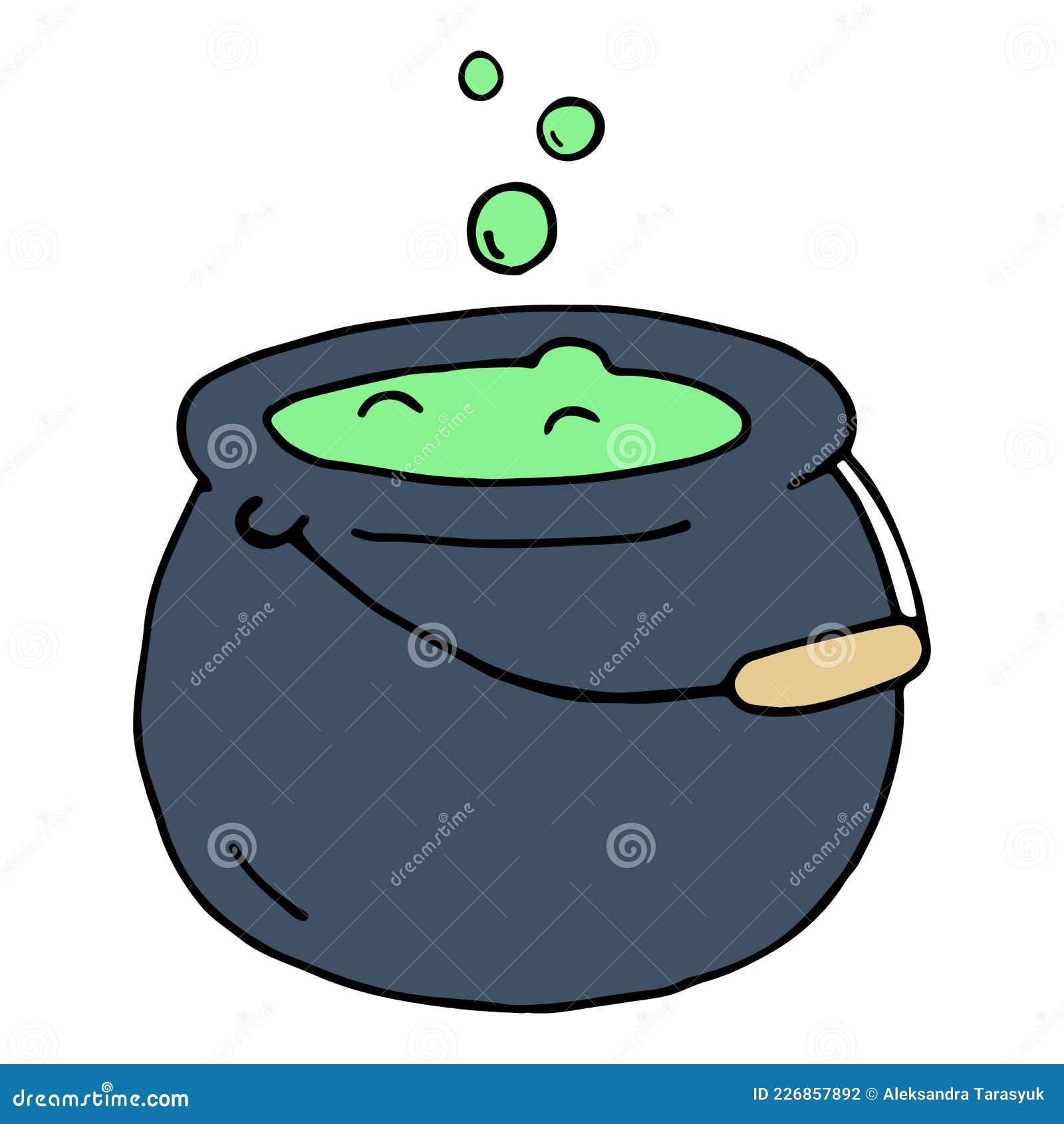 Colorful Witch Pot with Bubbling Potion. Vector Illustration for ...
