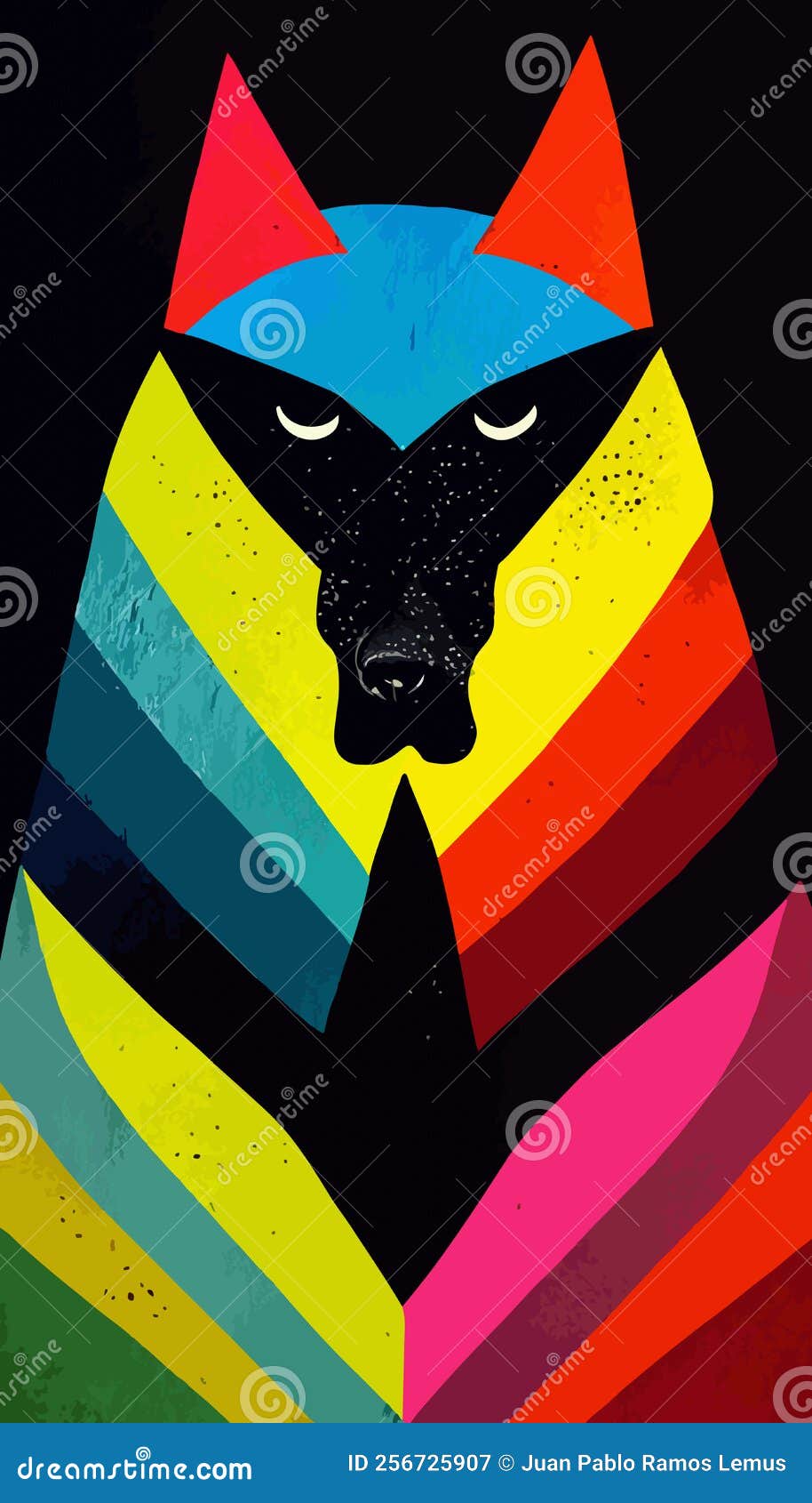 Colorful Wolf Head with Cool Isolated Pop Art Style Backround. WPAP ...