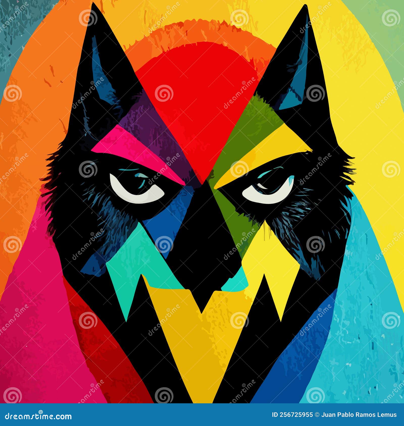 Colorful Wolf Head with Cool Isolated Pop Art Style Backround. WPAP ...