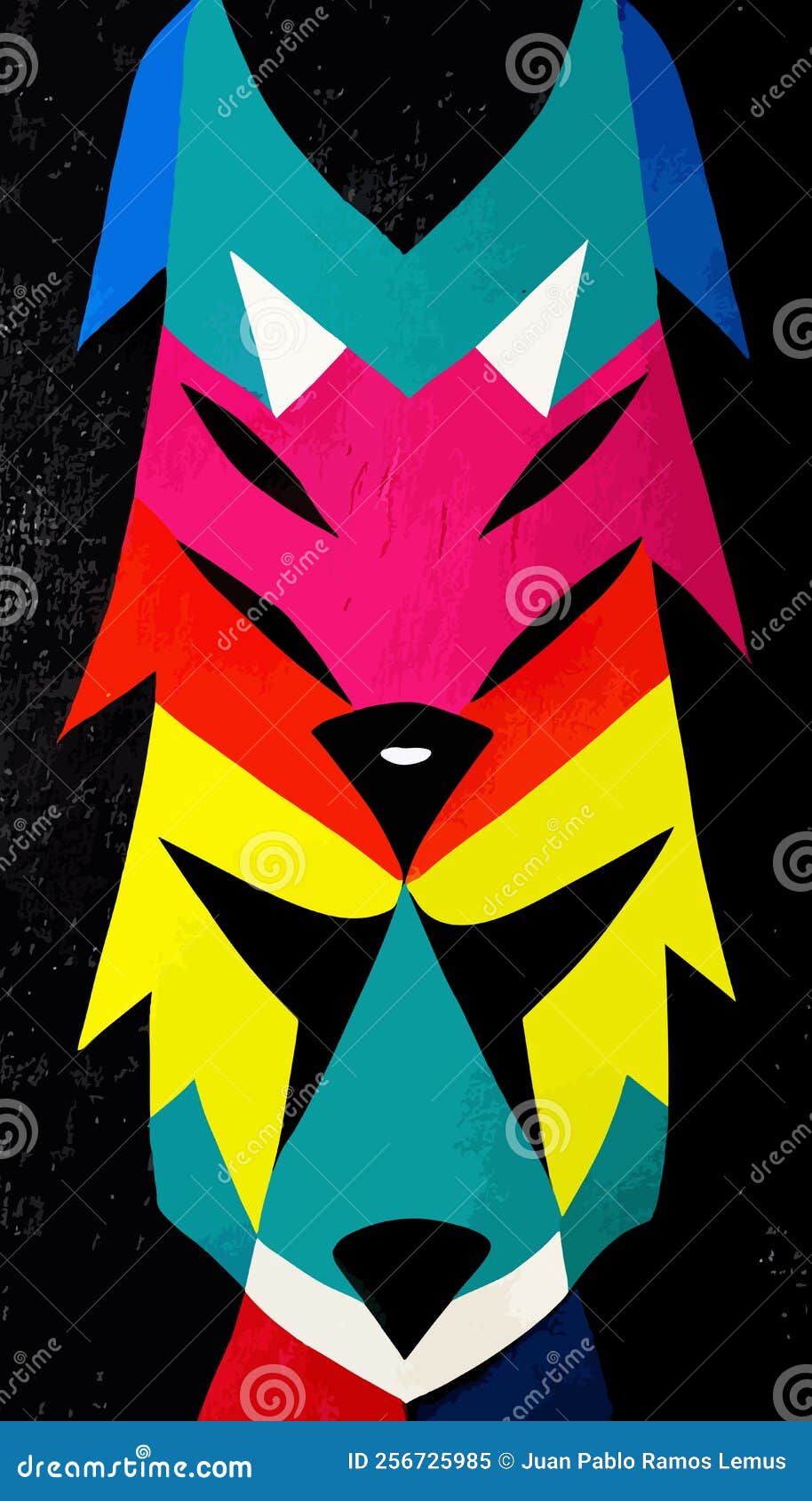Colorful Wolf Head with Cool Isolated Pop Art Style Backround. WPAP ...