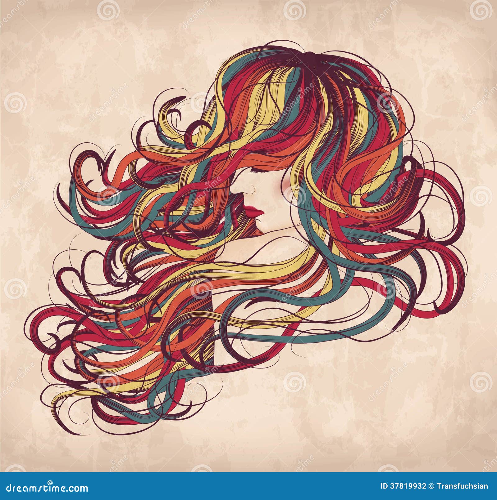 Colorful Womain with Wild Hair Stock Vector - Illustration of long ...