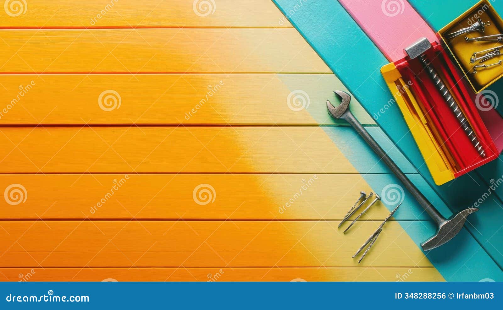 Colorful Wood Background with Tools Stock Illustration - Illustration ...