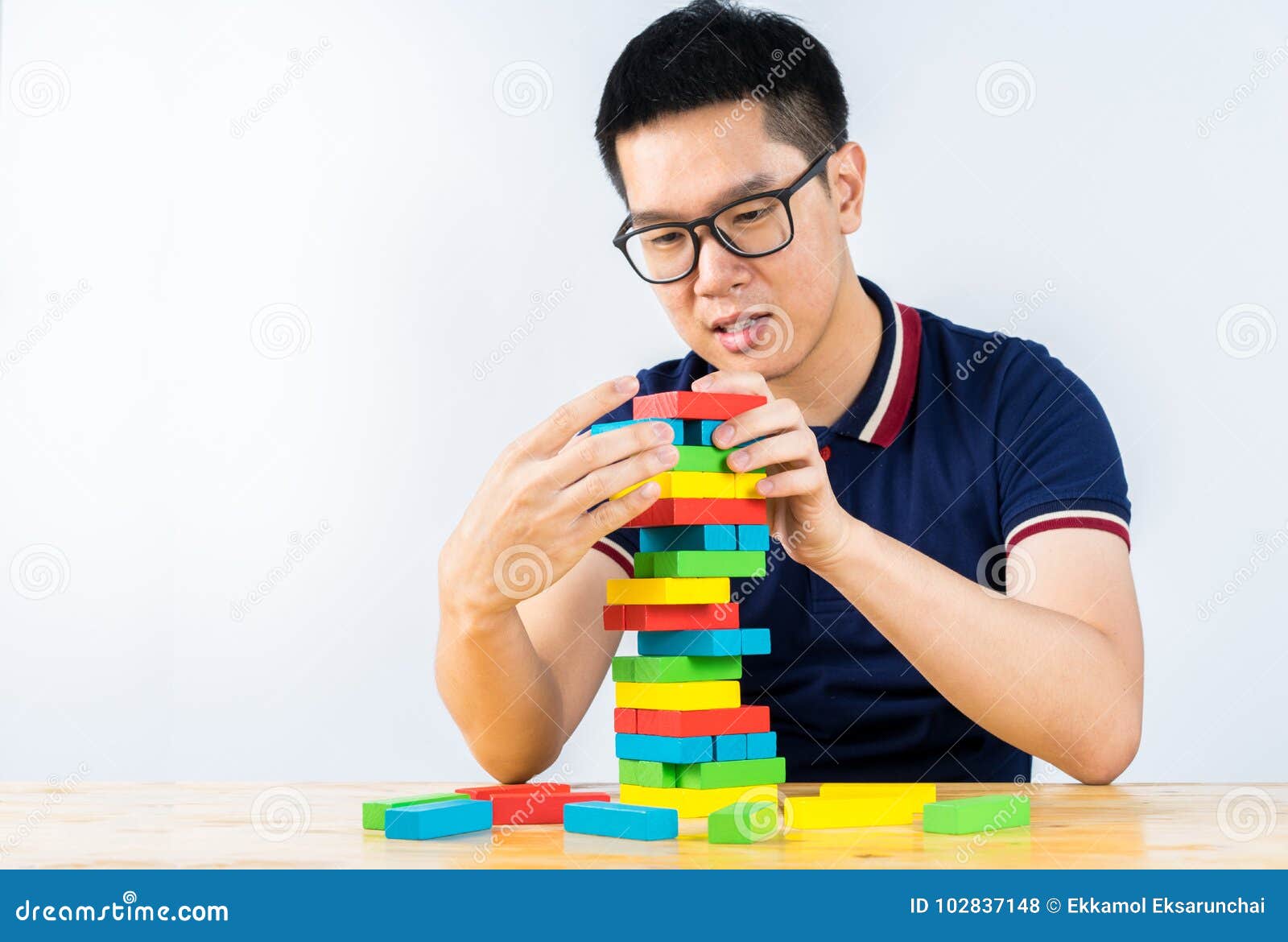 Colorful Wood Blocks Stack Game Stock Photo - Image of education ...