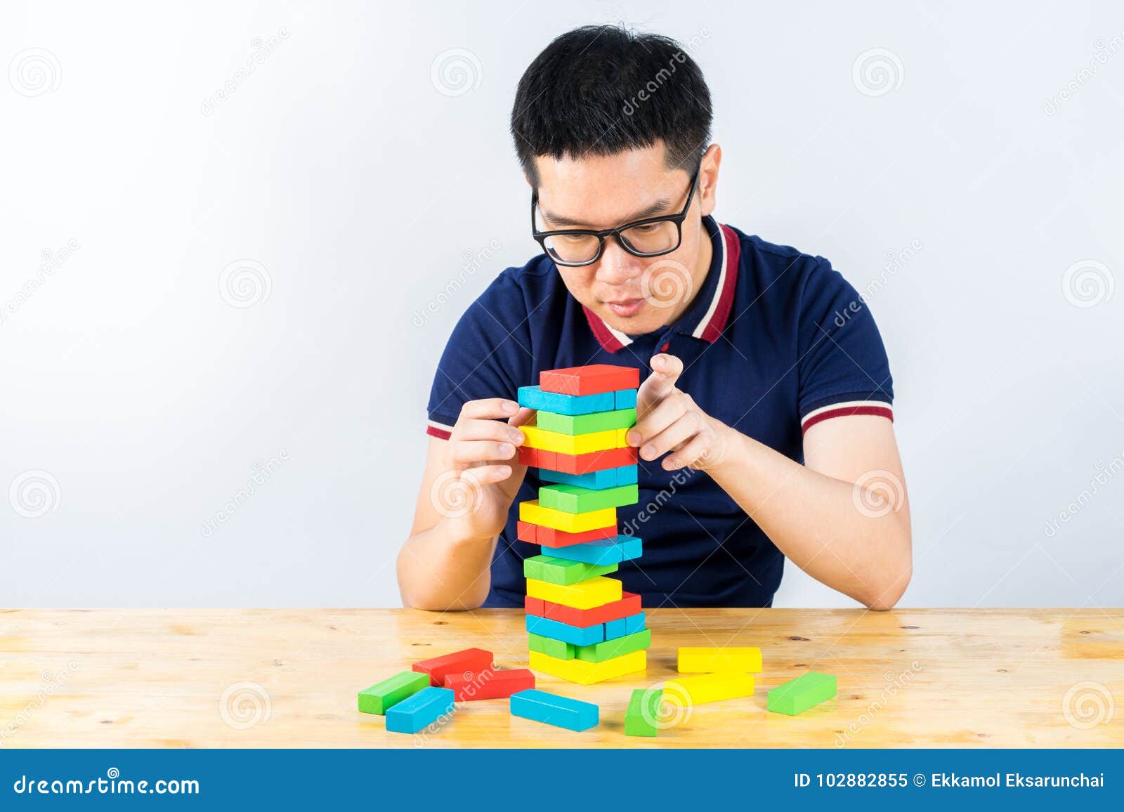 Colorful Wood Blocks Stack Game Stock Image - Image of chinese ...