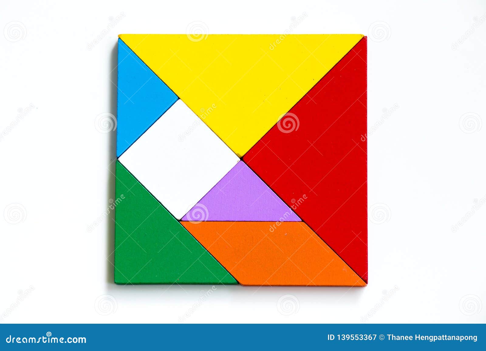 Colorful Wood Tangram Puzzle in Square Shape on White Background Stock ...