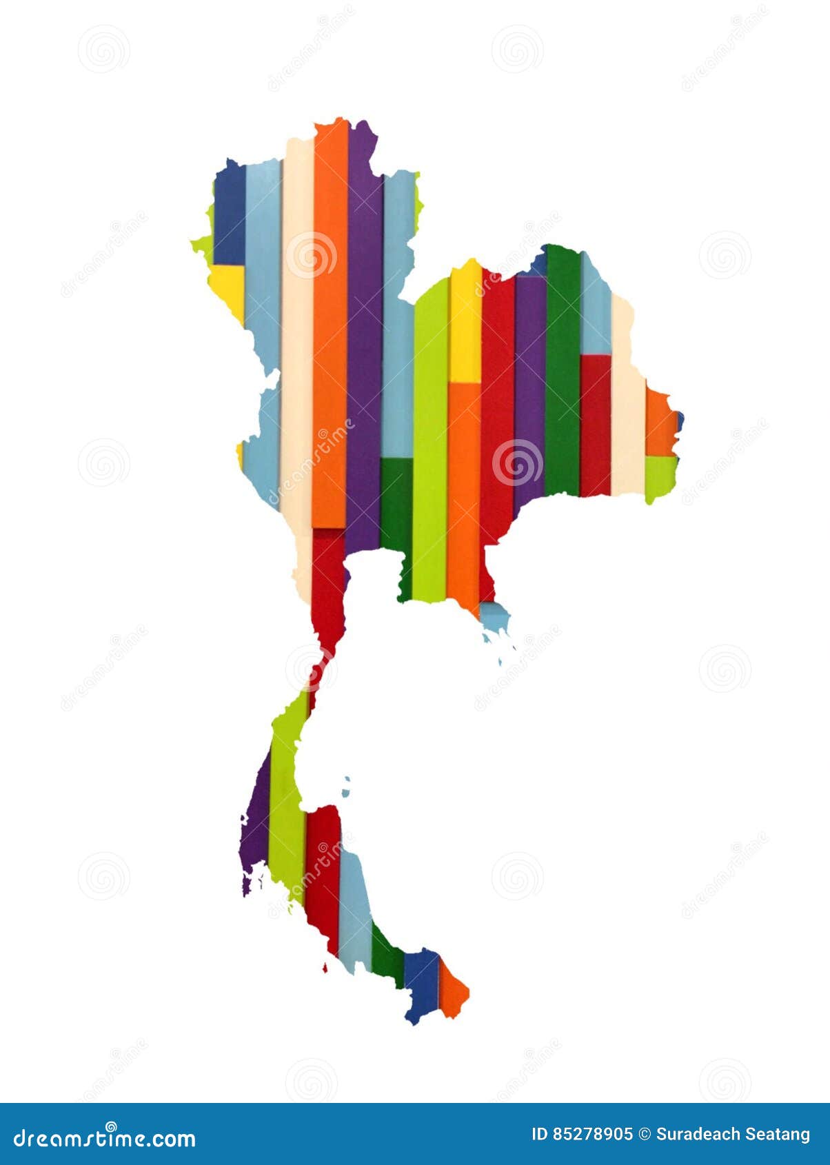 Colorful Wood Wall on Thailand Map Stock Illustration - Illustration of ...