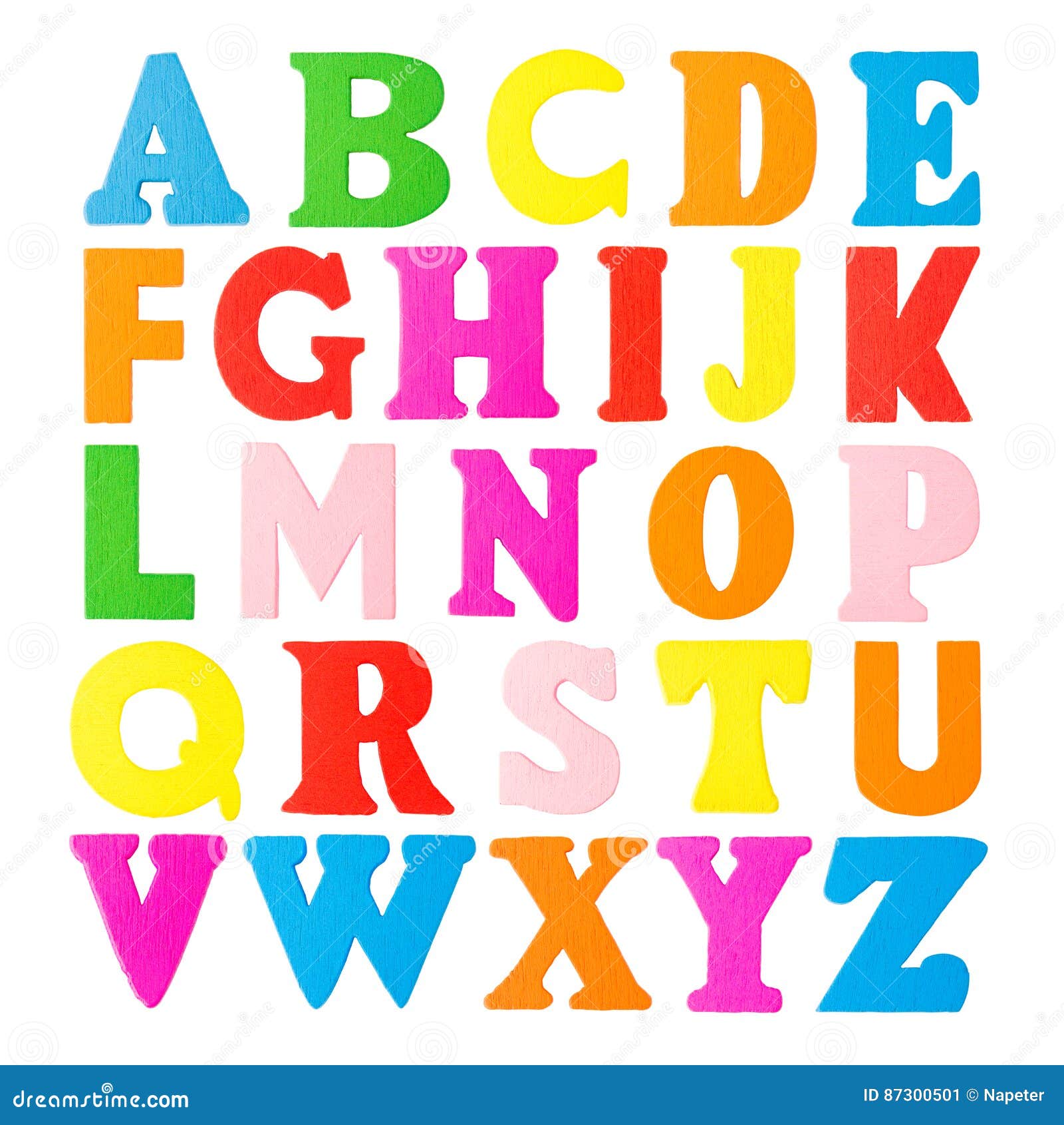 Colorful Wooden Alphabet Letters on a White Background Stock Image ...