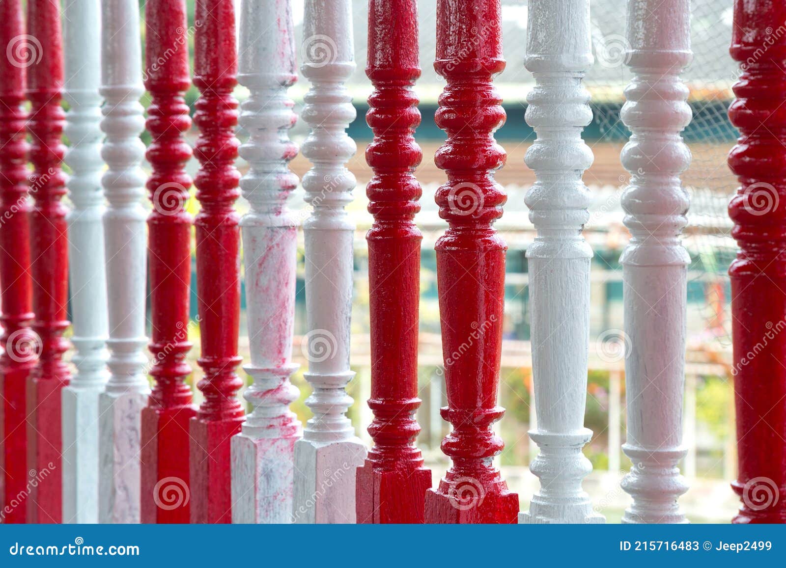 Colorful Wooden Balcony Railing. Stock Image - Image of architecture ...
