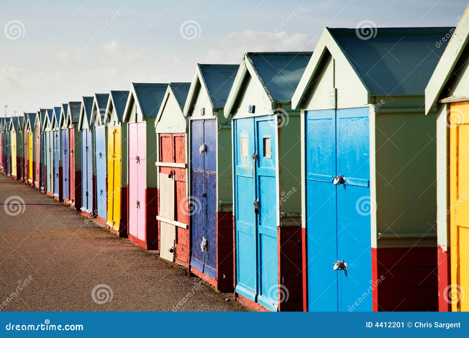 Colorful Wooden Beach Huts stock image. Image of seaside - 4412201