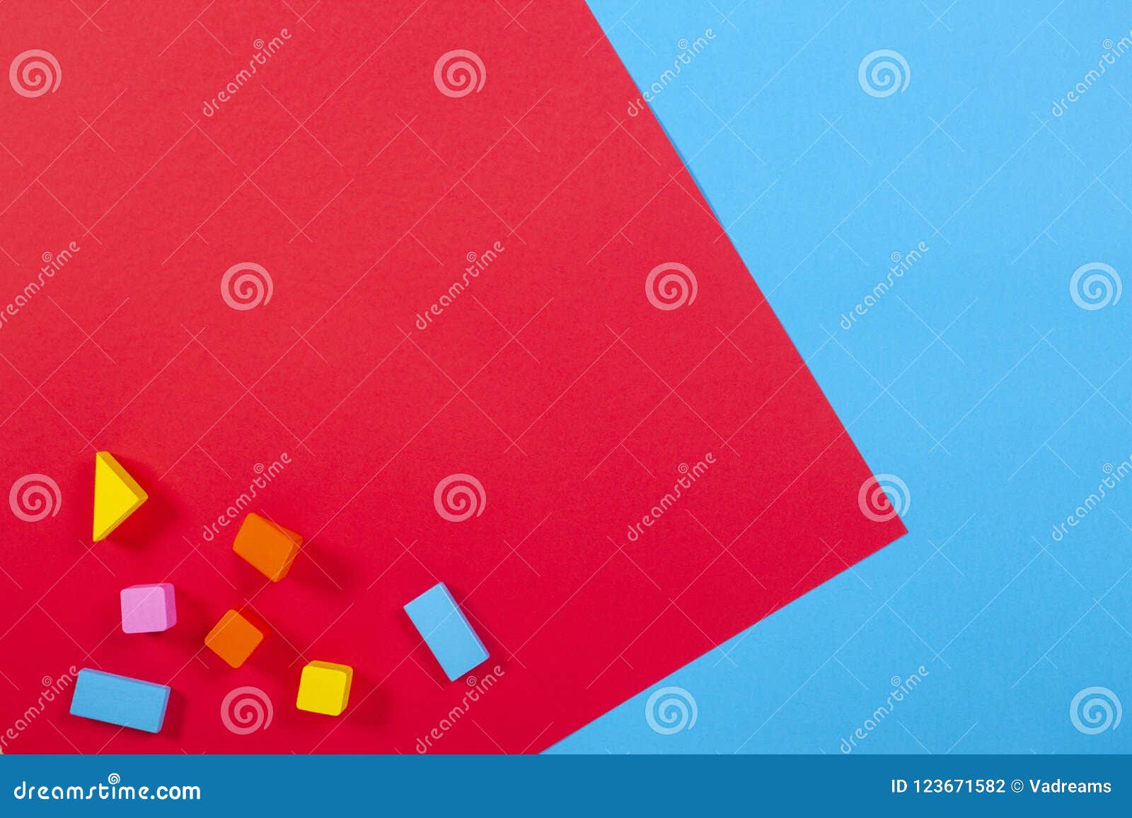 Colorful Wooden Blocks on Blue and Red Background Stock Photo - Image ...