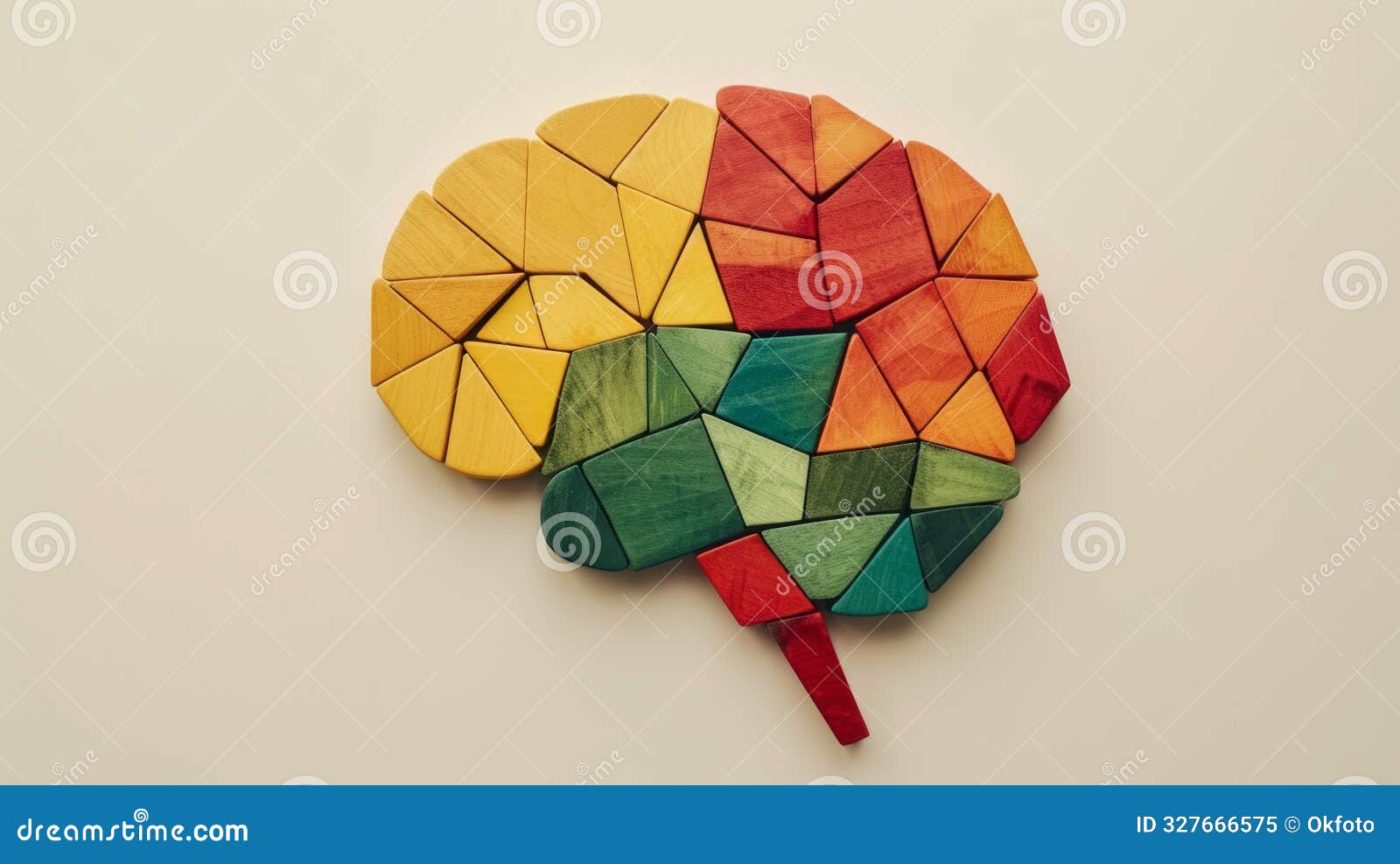 Colorful Wooden Blocks Forming Brain Shape on White Background ...