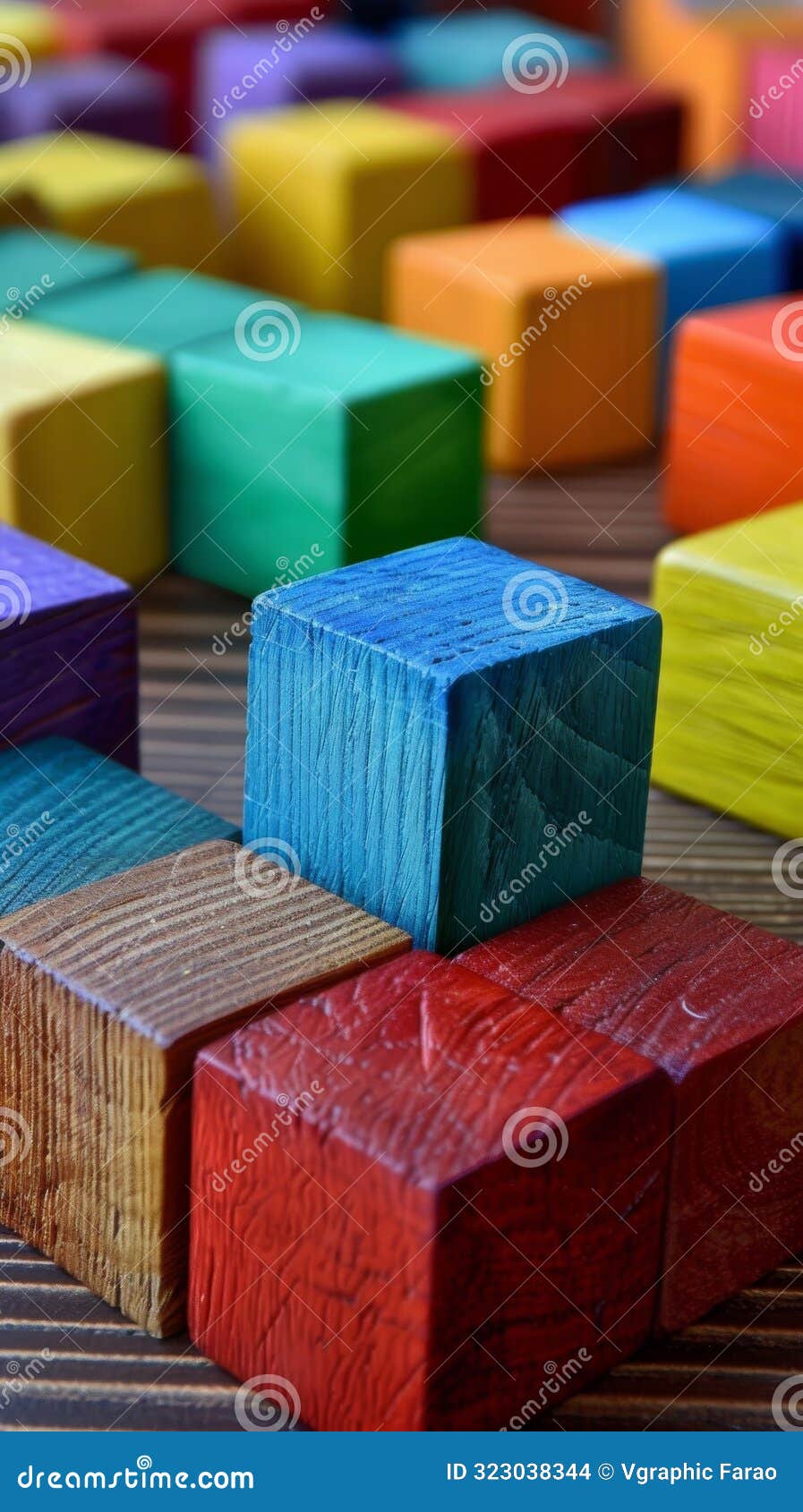 Colorful Wooden Blocks on a Striped Surface Stock Photo - Image of ...
