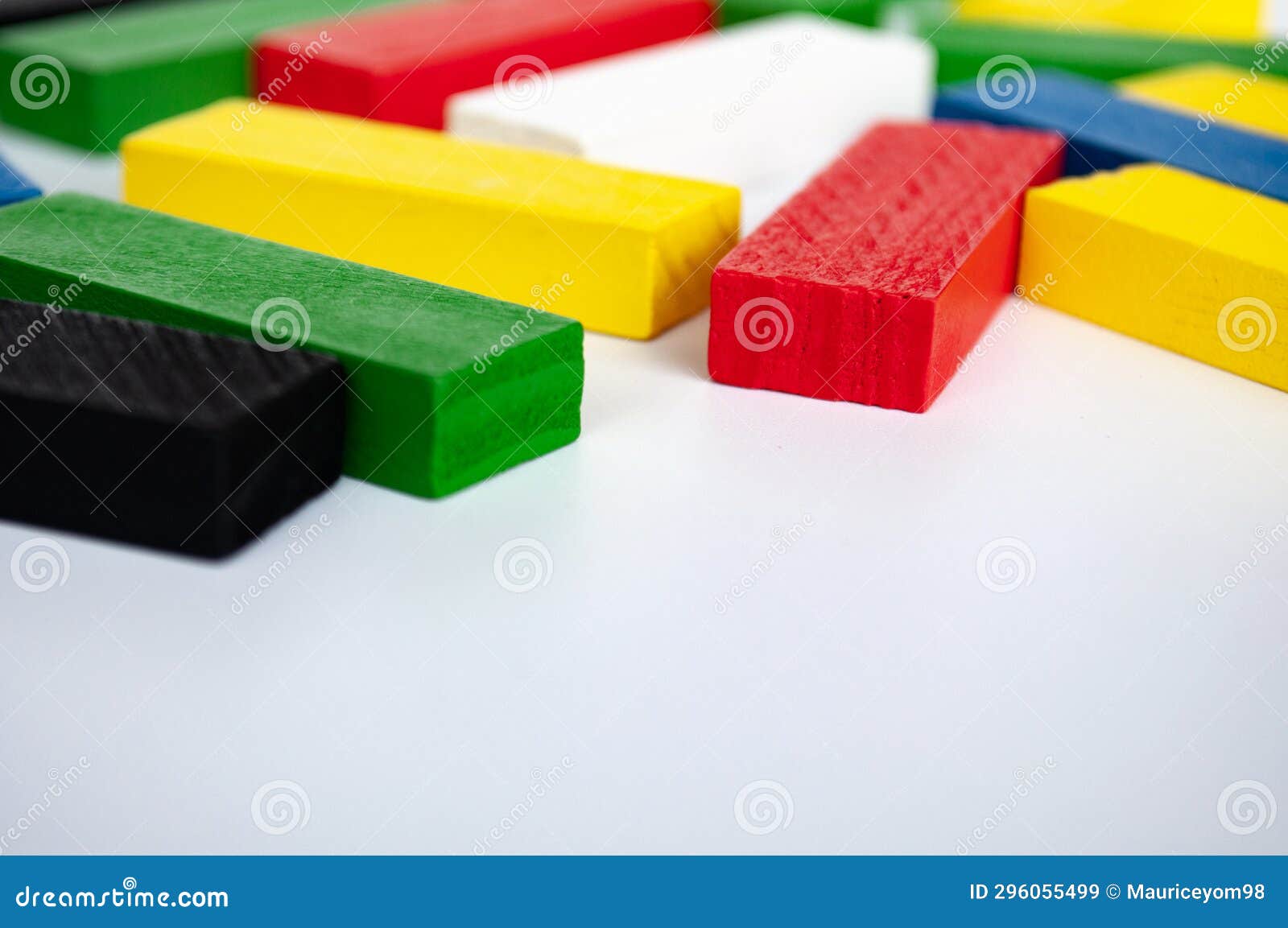 Colorful Wooden Blocks on White Background with Customizable Space for ...