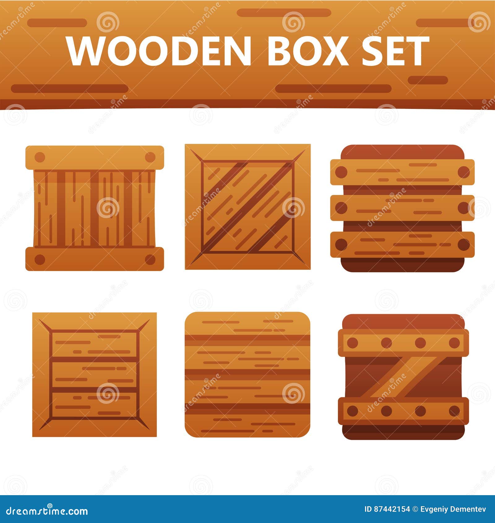 Colorful Wooden Box Set. Bright and Stylish Elements for Your Design ...