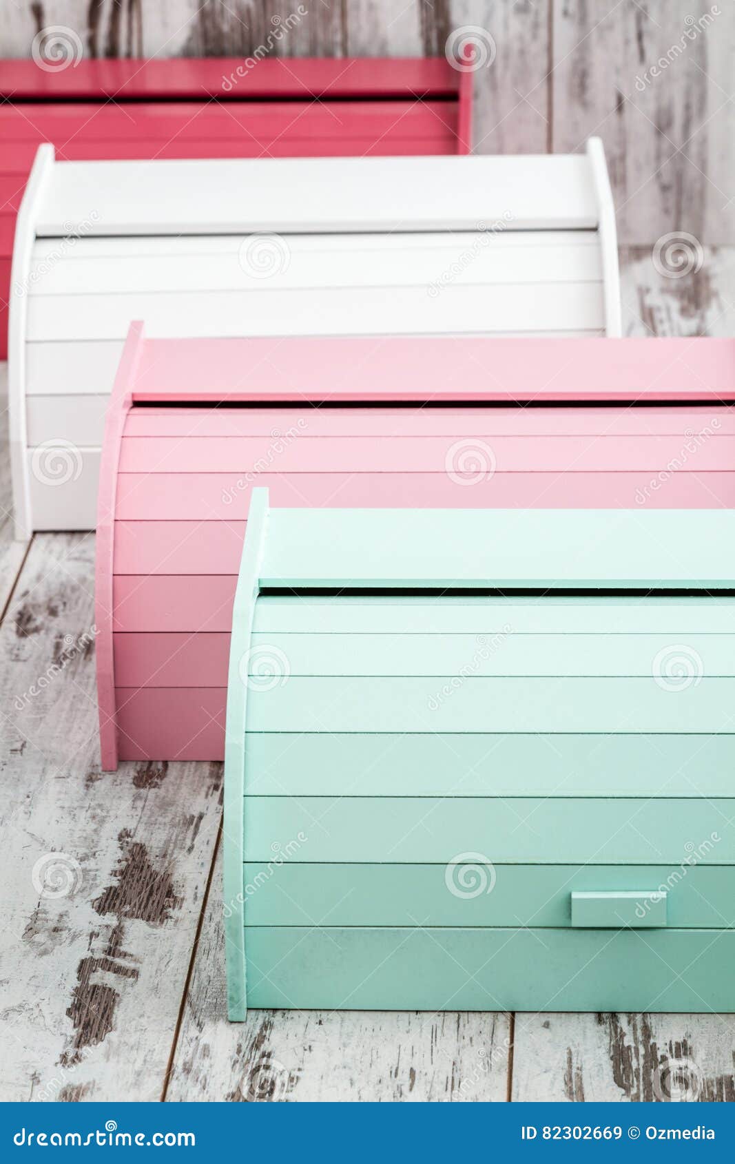 Colorful Wooden Bread Boxes for Bread Keeping Stock Image - Image of ...