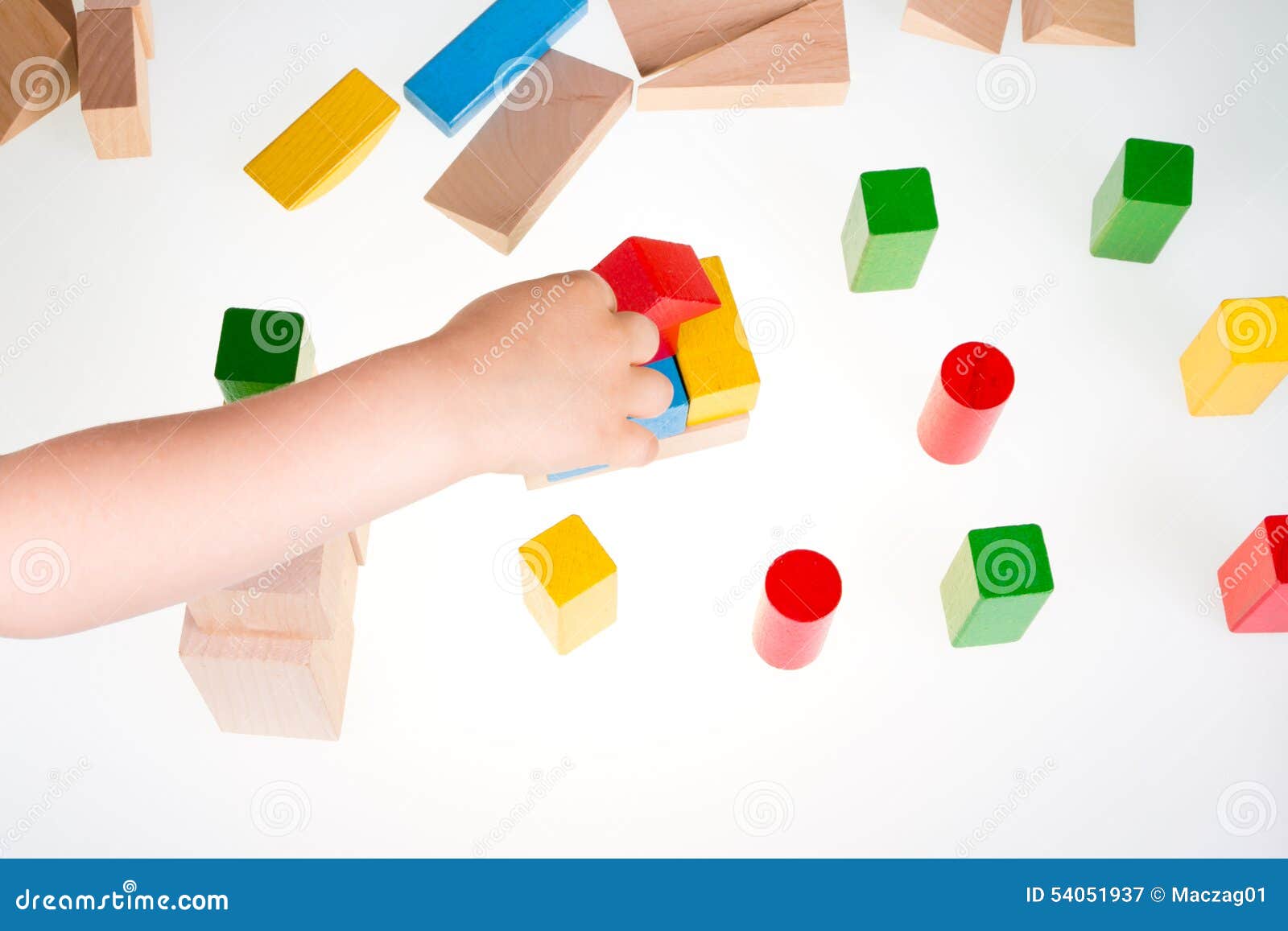 Colorful Wooden Building Blocks Stock Image - Image of build, green ...