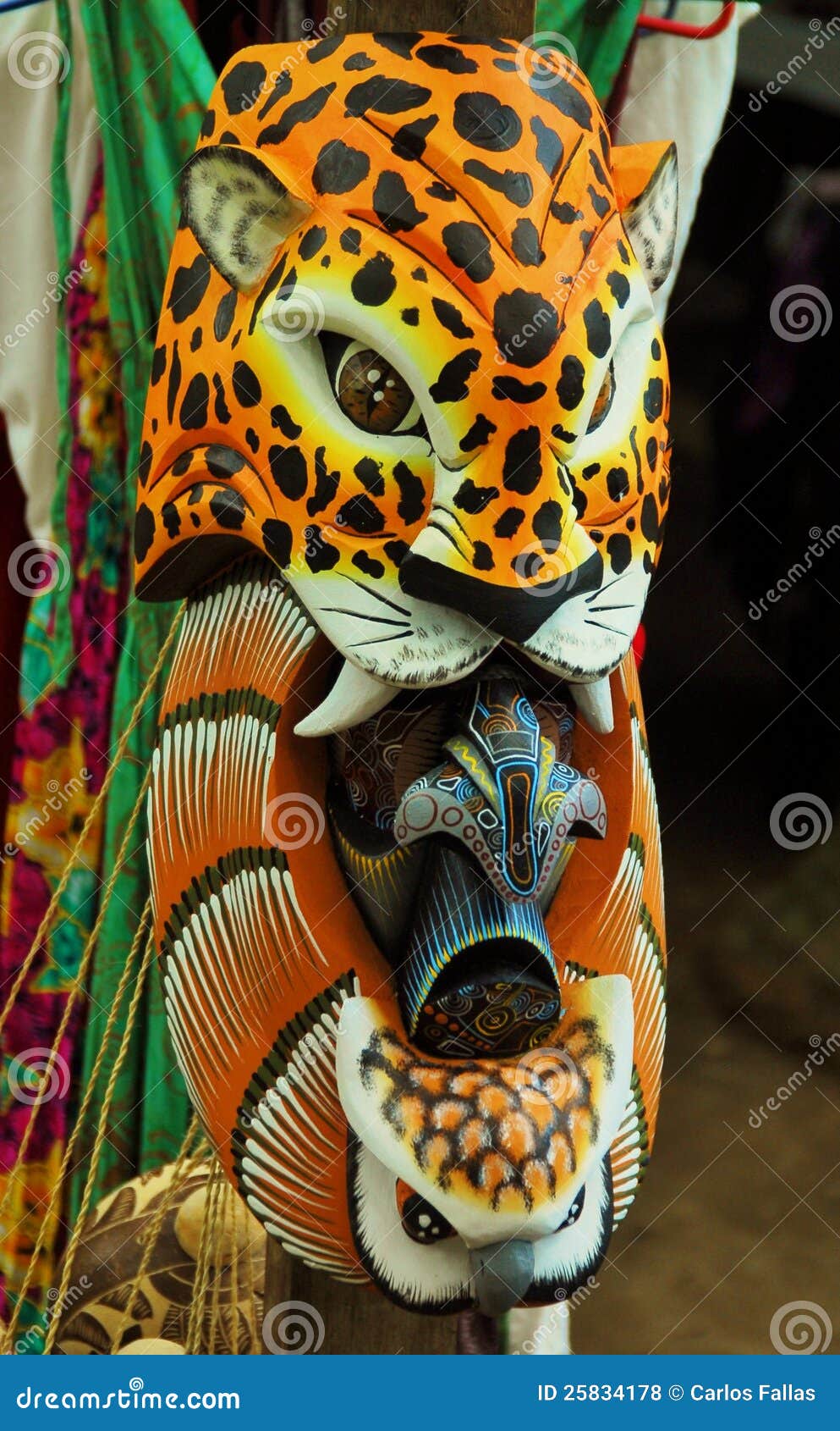 Colorful Wooden Indigenous Mask Stock Photo - Image of craftsmanship ...
