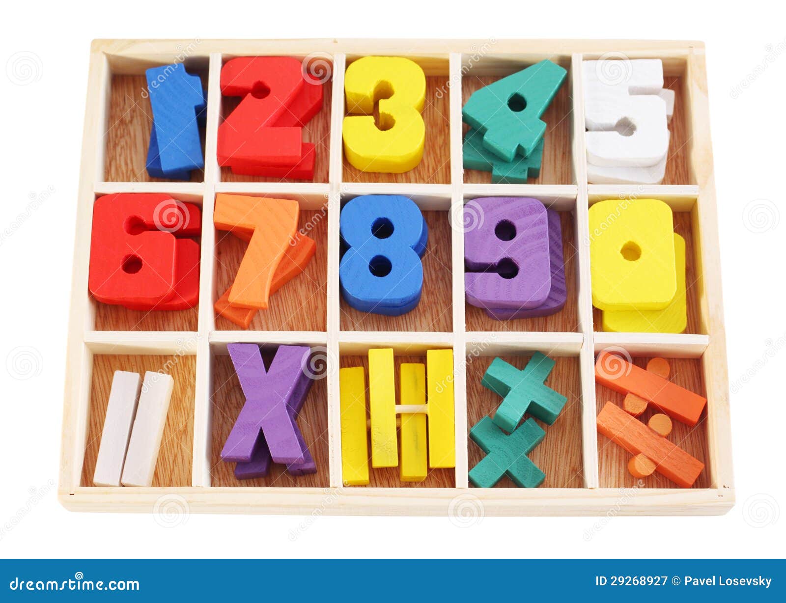 Colorful Wooden Numbers in Box Isolated Stock Image - Image of numbers ...