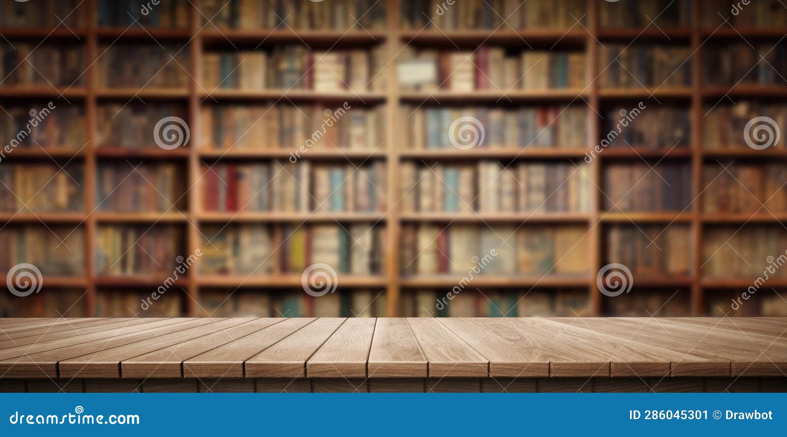 Colorful Wooden Platform Landscape: Bookstore or Library. Stock ...