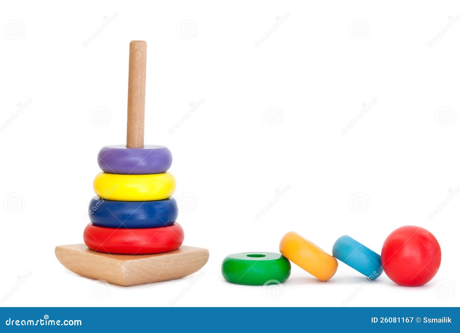 Colorful Wooden Pyramid Toy Stock Image - Image of build, pyramid: 26081167